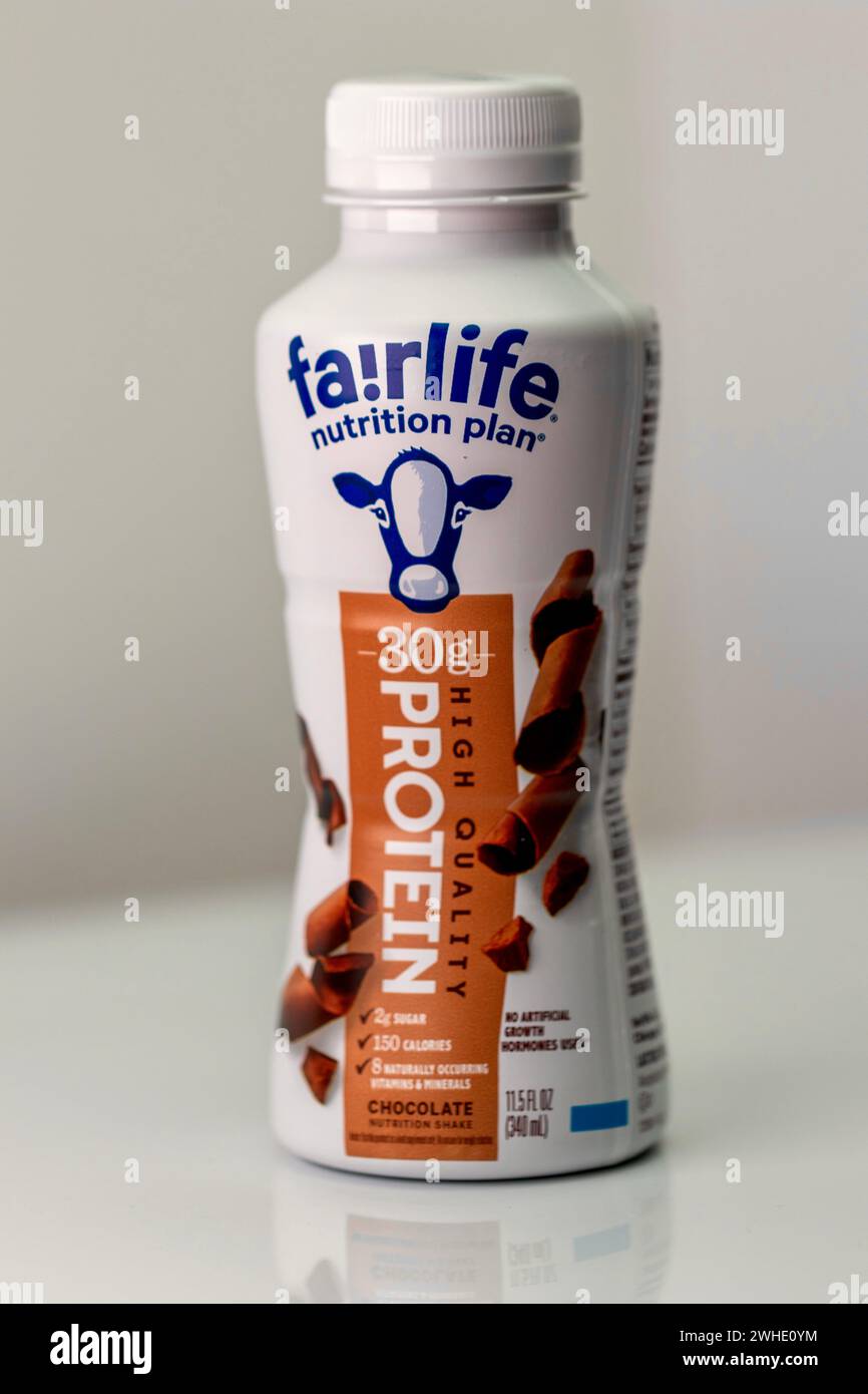 Chocolate fairlife protein shake Stock Photo - Alamy