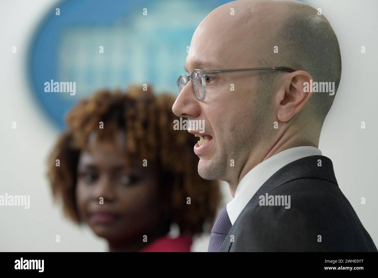 Washington, USA. 09th Feb, 2024. Press Secretary Karine Jean-Pierre and ...