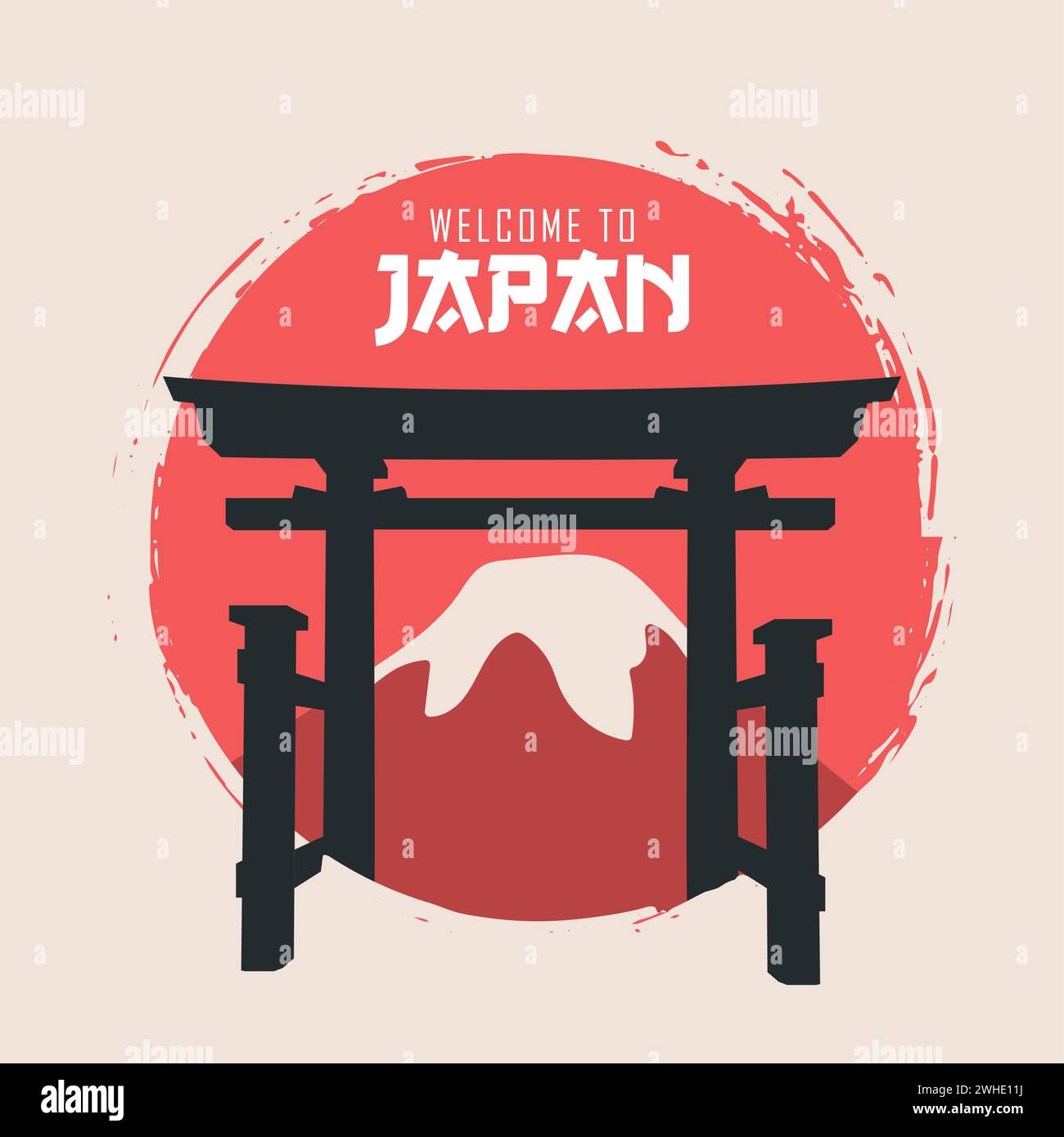 Silhouette of japanese shrine Japan poster Vector Stock Vector Image ...