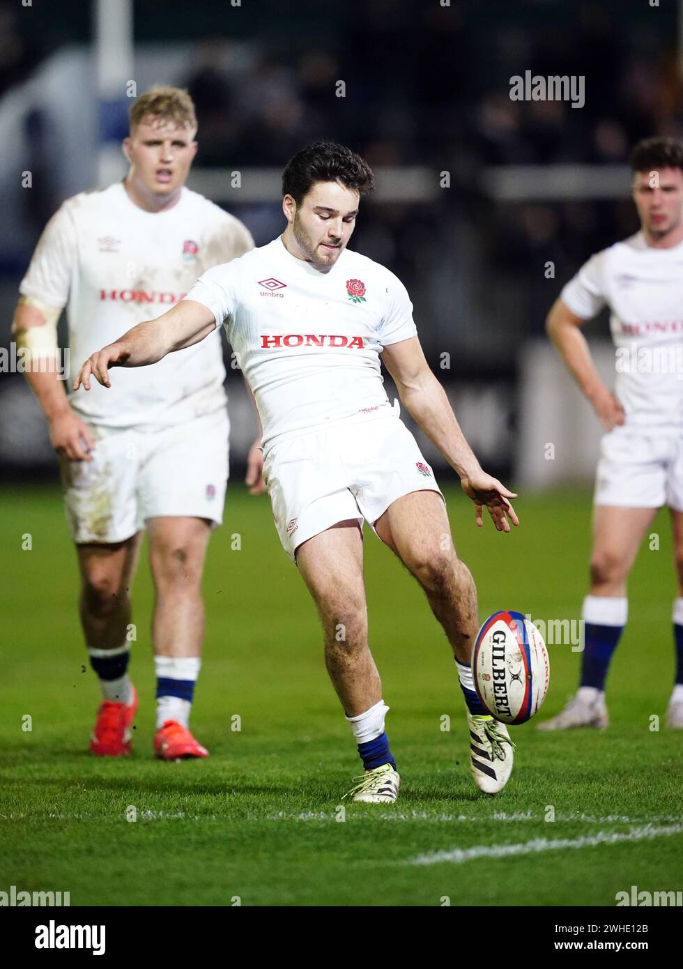 England's Josh Bellamy takes a penalty kick during the U20's Six ...