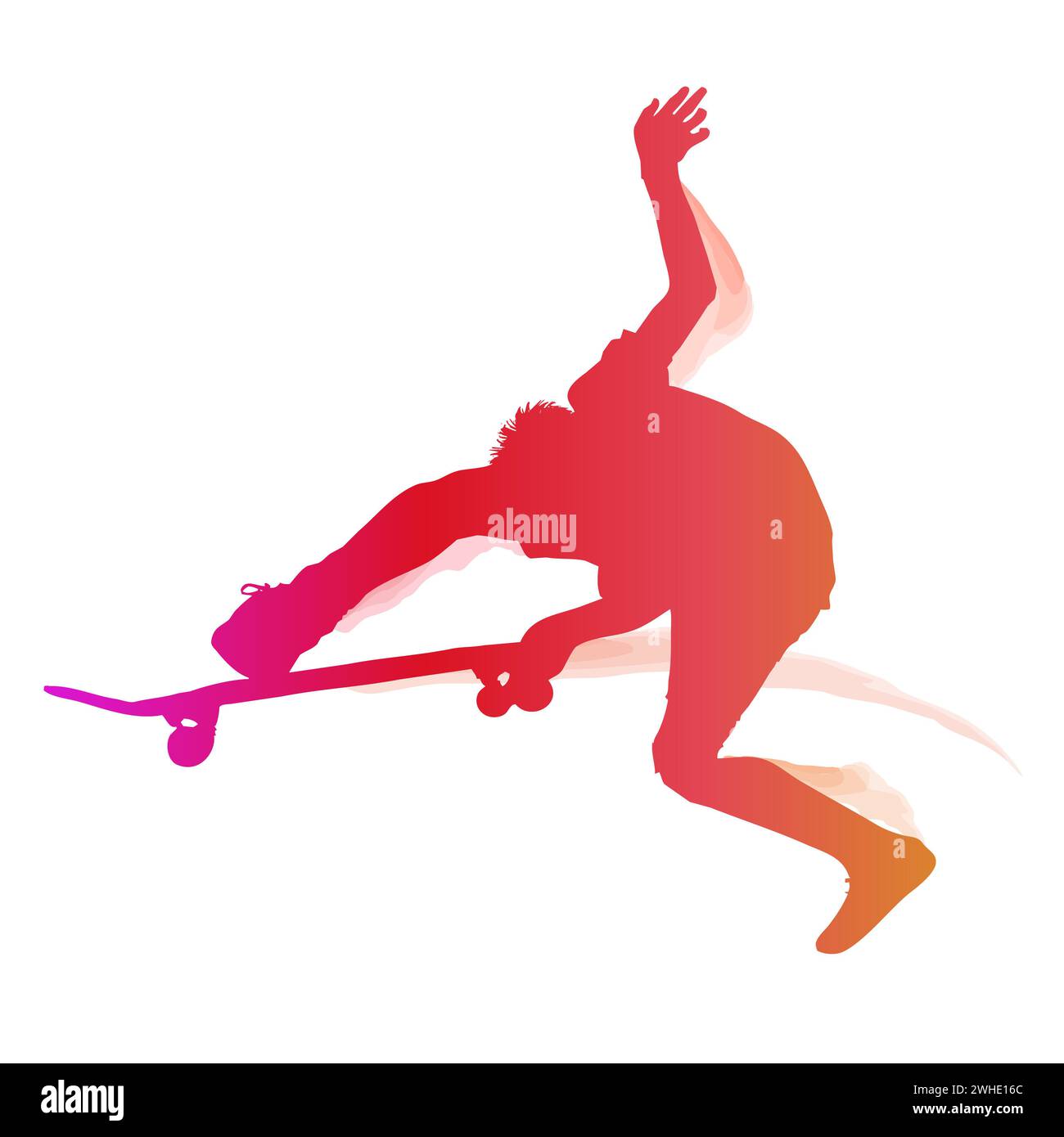 Skaterboarder performing a trick. Vector illustration Stock Photo - Alamy