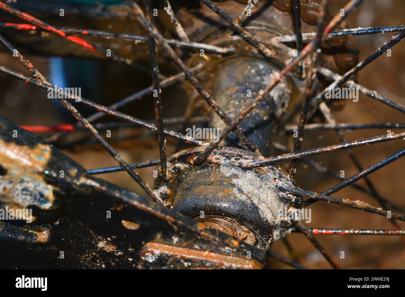 Old bicycle wheel used part hi-res stock photography and images - Alamy