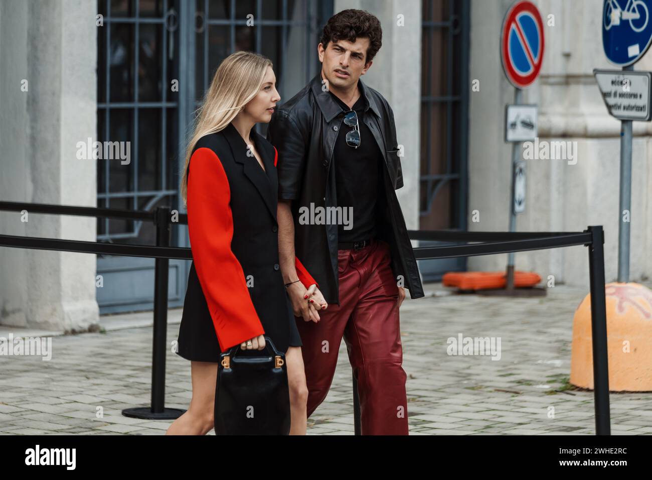 Edoardo Ferragamo and Elizabeth Stankus outside Salvatore Ferragamo show during Milan Fashion ...