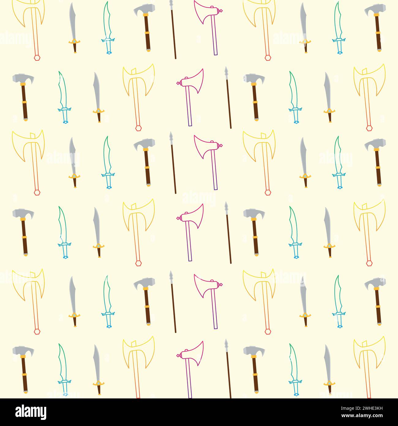 Seamless pattern background with medieval weapons icons Vector Stock ...