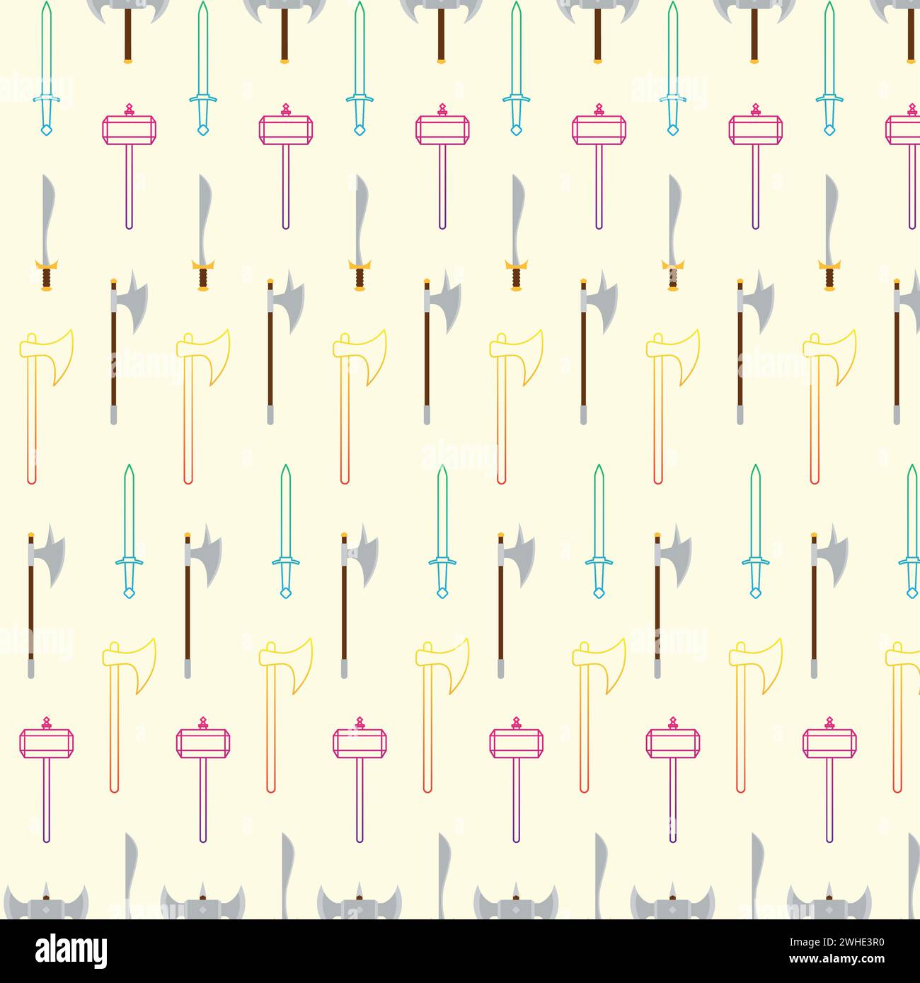 Seamless pattern background with medieval weapons icons Vector Stock Vector Image & Art - Alamy