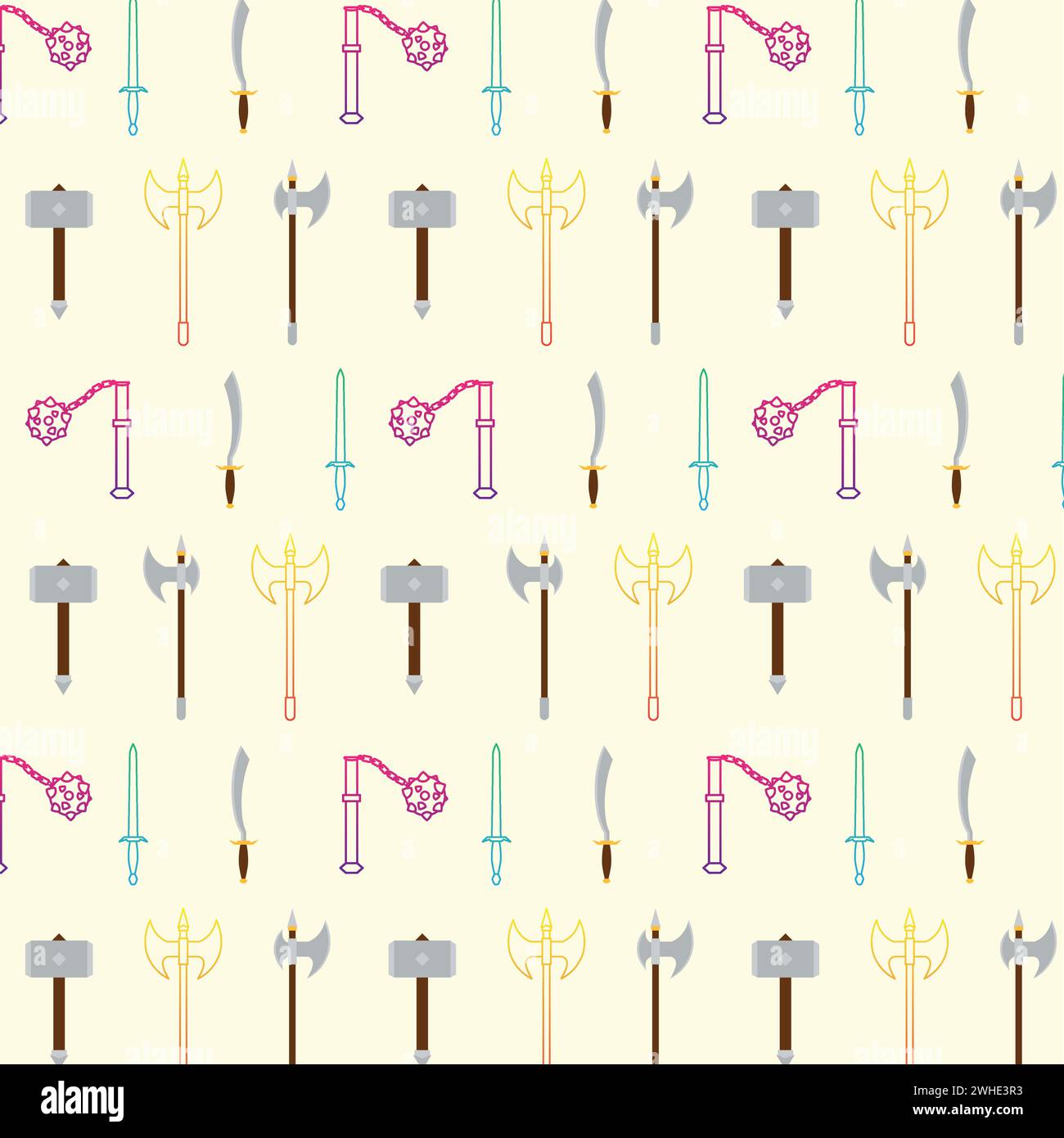 Seamless pattern background with medieval weapons icons Vector Stock ...