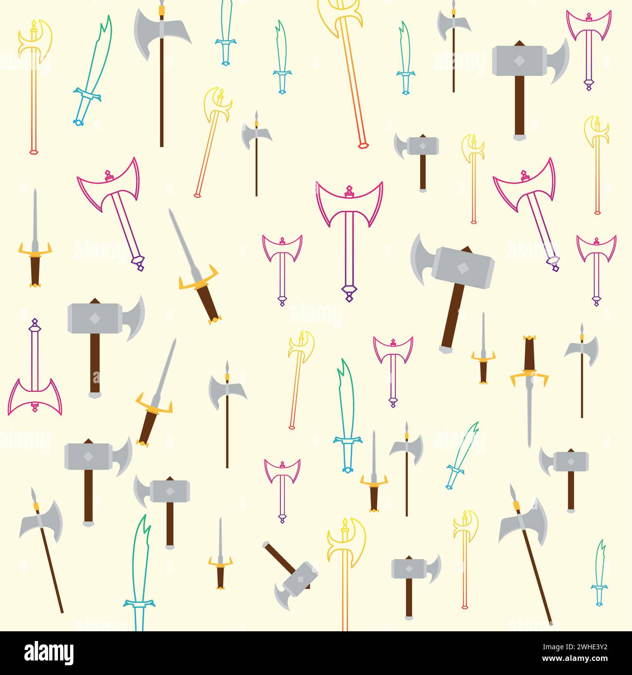 Seamless pattern background with medieval weapons icons Vector Stock ...