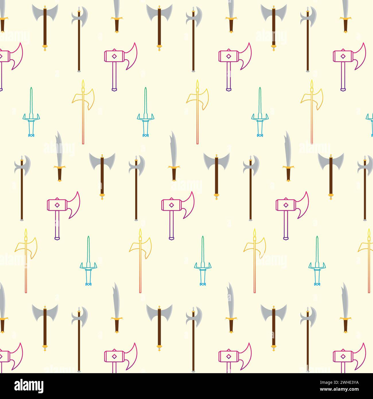 Seamless pattern background with medieval weapons icons Vector Stock ...