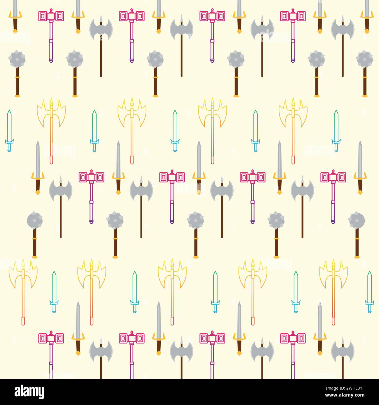 Seamless pattern background with medieval weapons icons Vector Stock Vector Image & Art - Alamy
