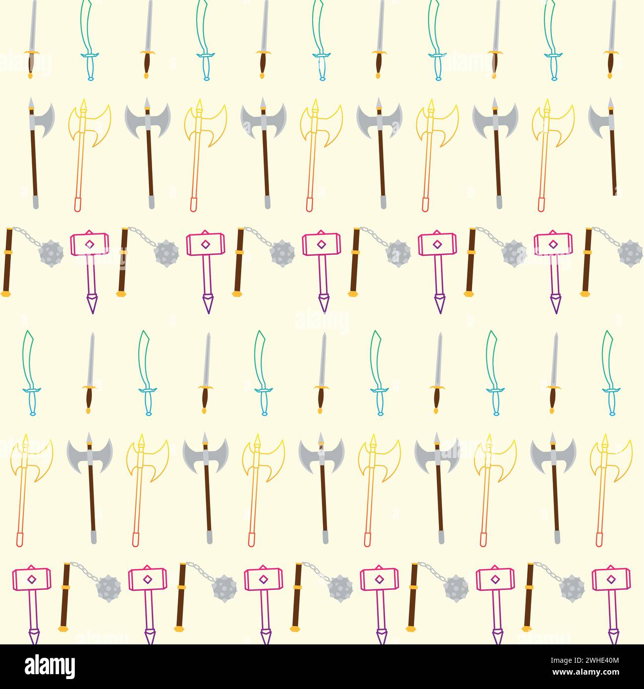 Seamless pattern background with medieval weapons icons Vector Stock ...