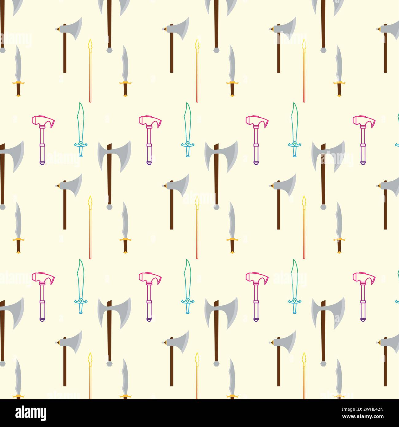Seamless pattern background with medieval weapons icons Vector Stock Vector Image & Art - Alamy