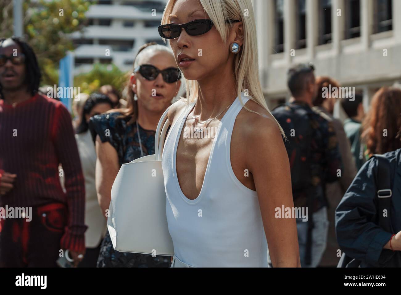 Vanessa Hong outside Salvatore Ferragamo show during Milan Fashion Week ...