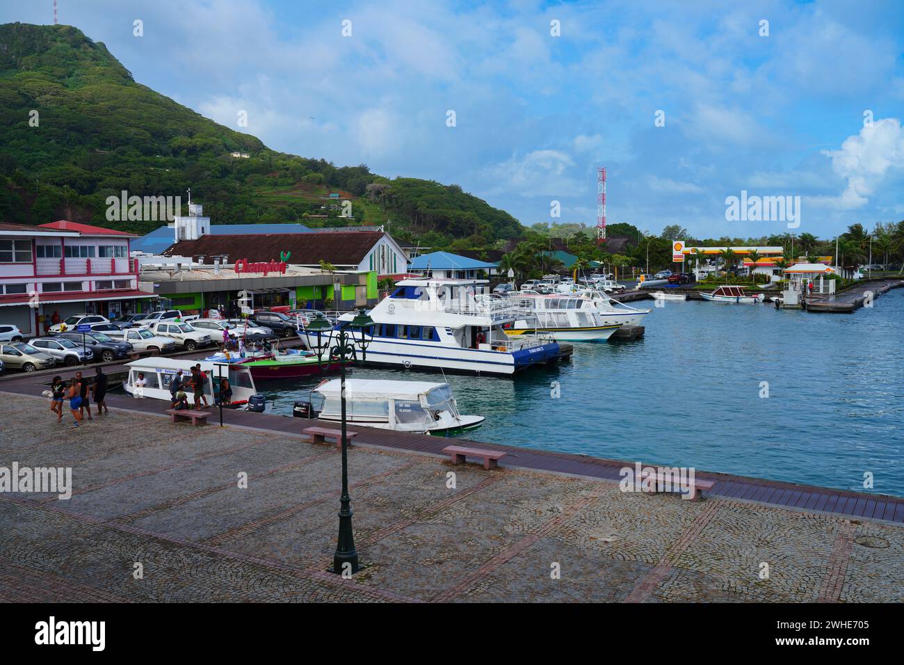 RAIATEA, FRENCH POLYNESIA – 15 DEC 2023 – View of boats in the port of ...