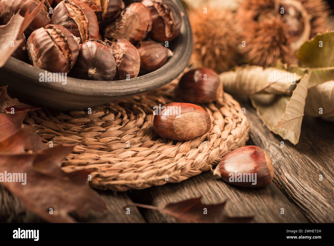 Organic brown chestnuts roasted hi-res stock photography and images - Alamy