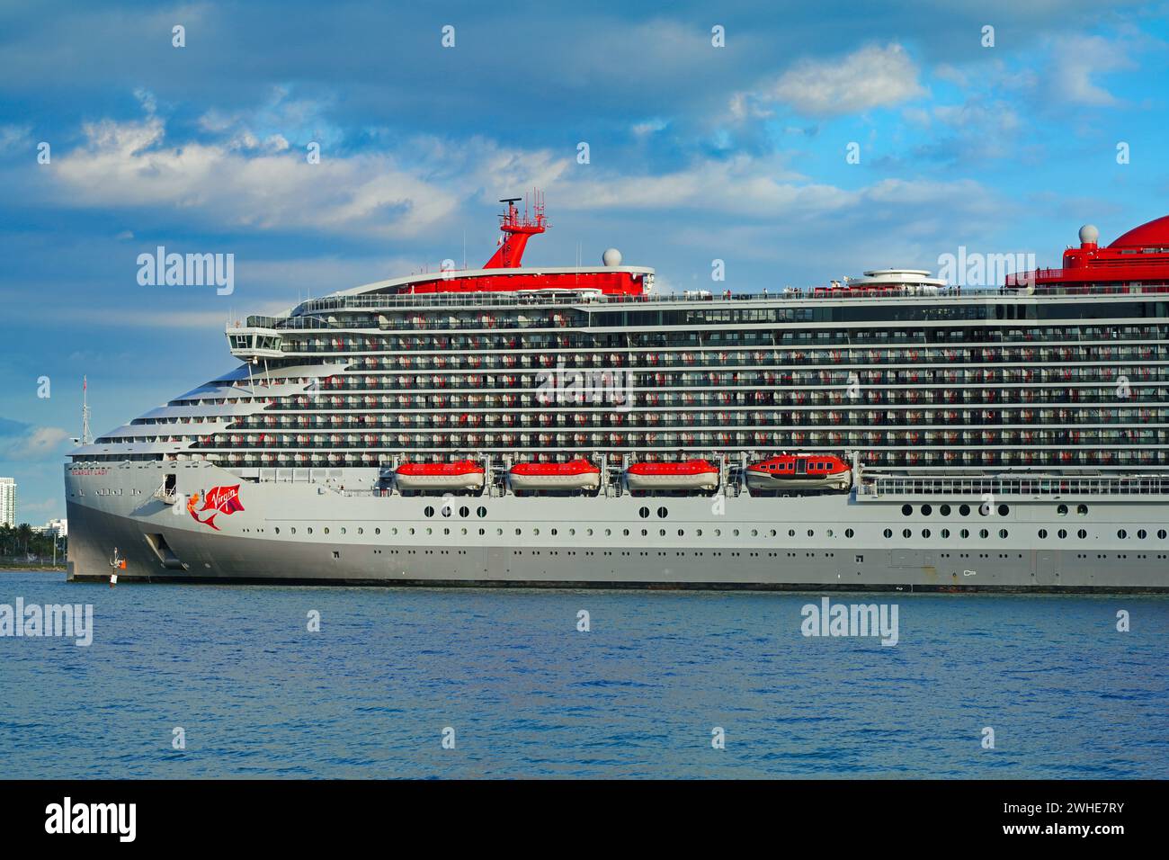 MIAMI BEACH, FL -4 FEB 2024- View of the Scarlet Lady cruise ship by ...