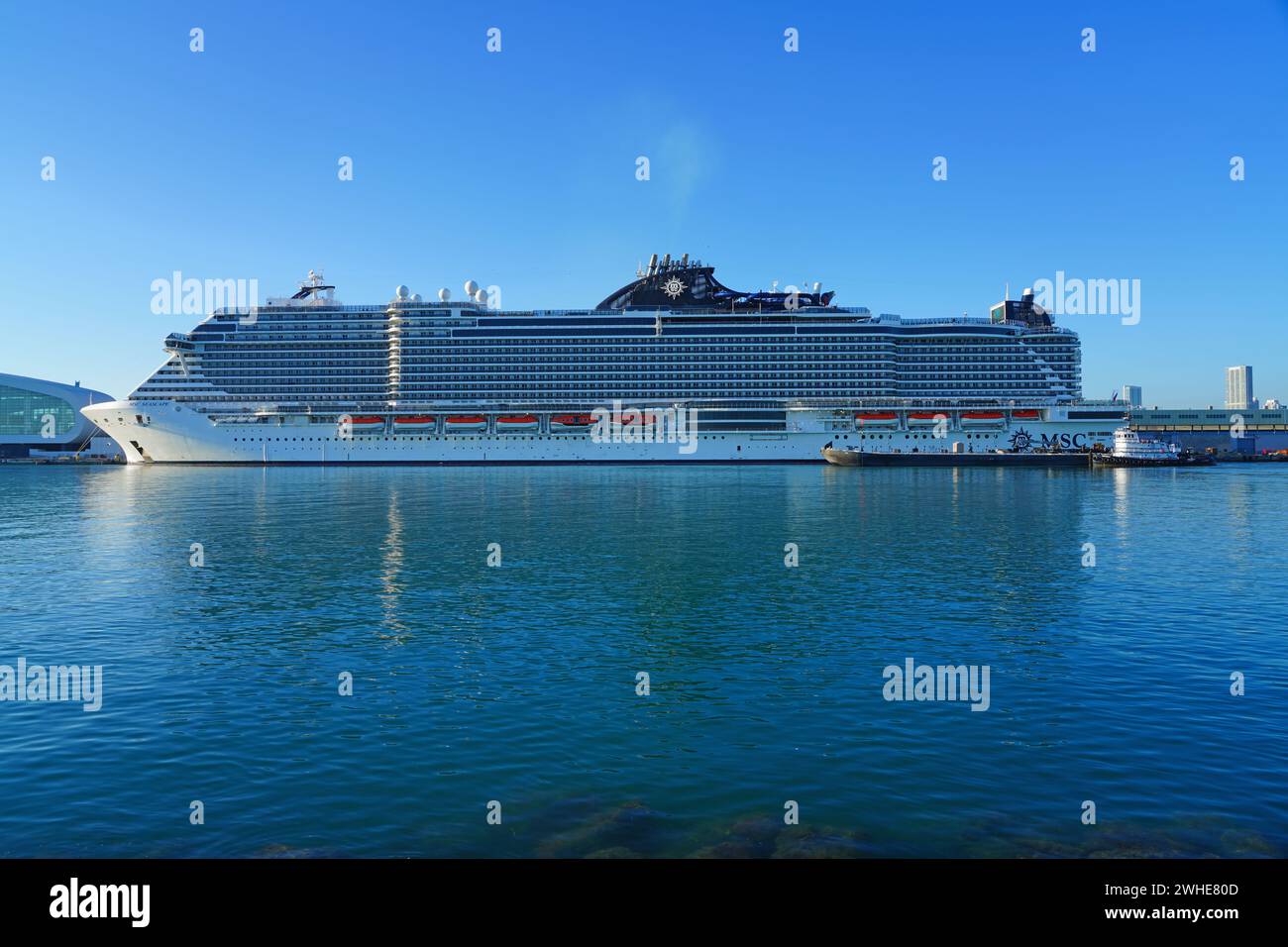 MIAMI BEACH, FL -3 FEB 2024- View of the MSC Seascape cruiseship at ...