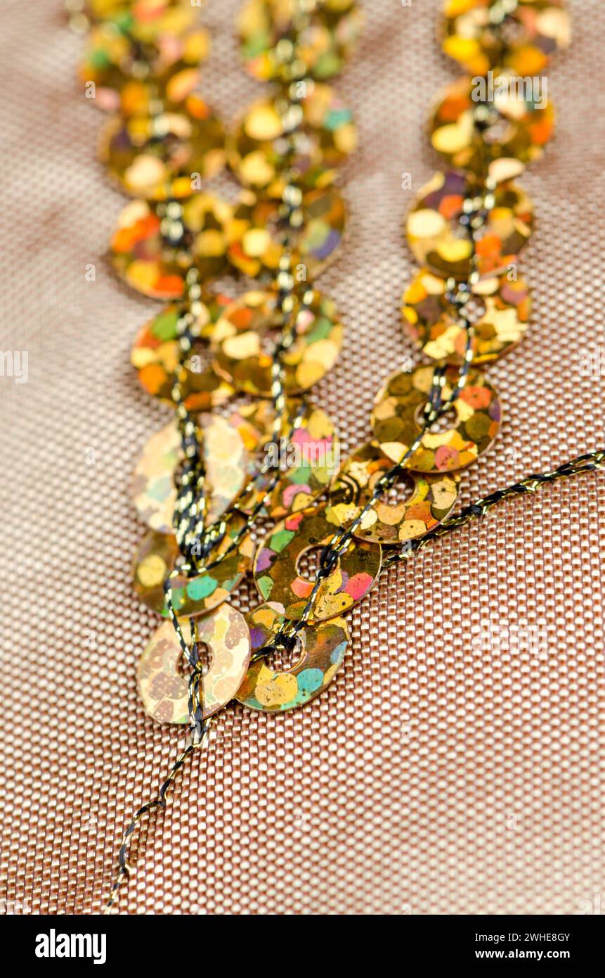 Fabric texture with spangles Stock Photo - Alamy