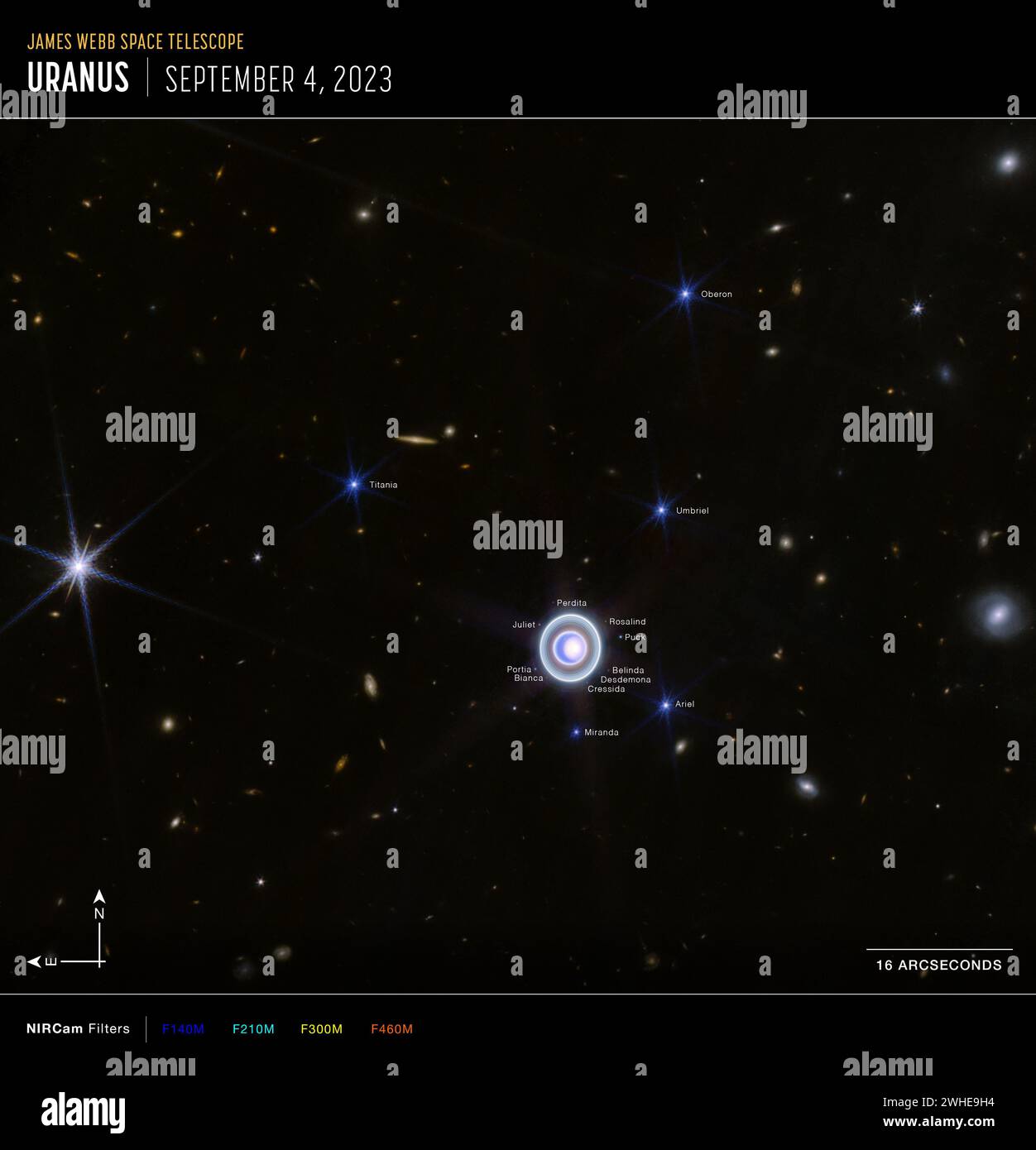 Deep Space. 18th Dec, 2023. Seen here by Webb, ice giant Uranus is a ...