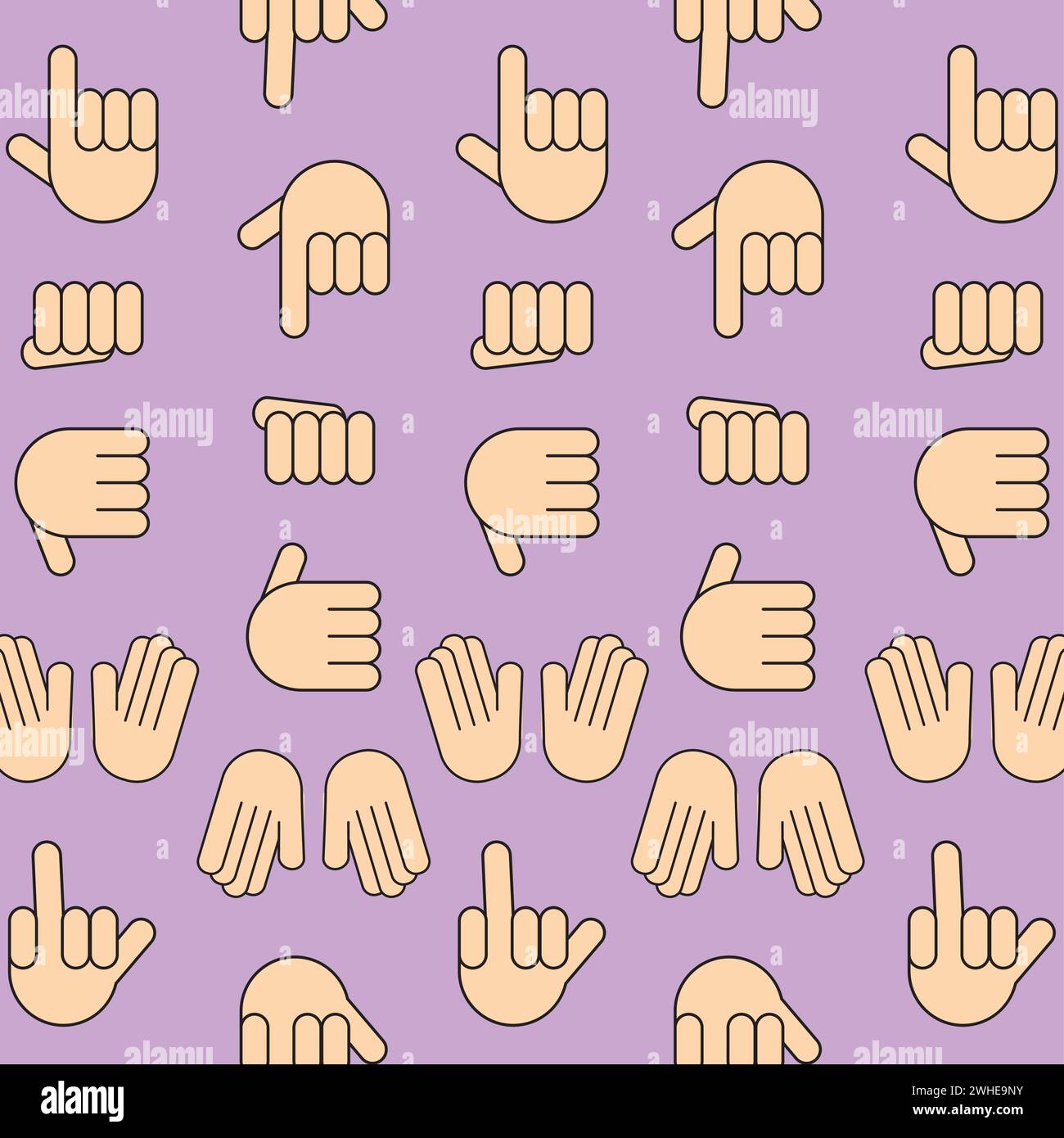 Seamless pattern background with hand gesture icons Vector Stock Vector Image & Art - Alamy
