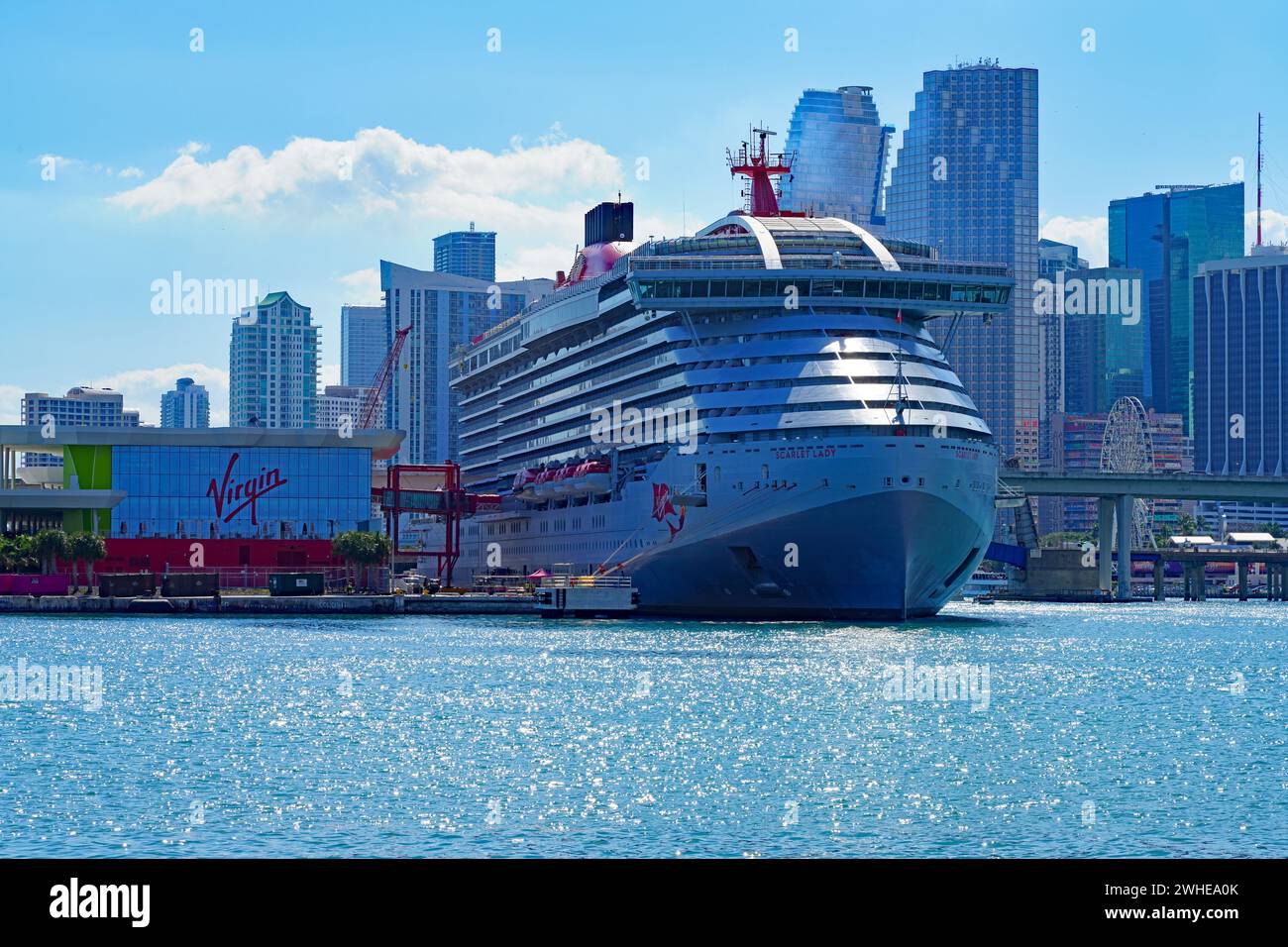 MIAMI BEACH, FL -2 FEB 2024- View of the Scarlet Lady cruise ship by ...