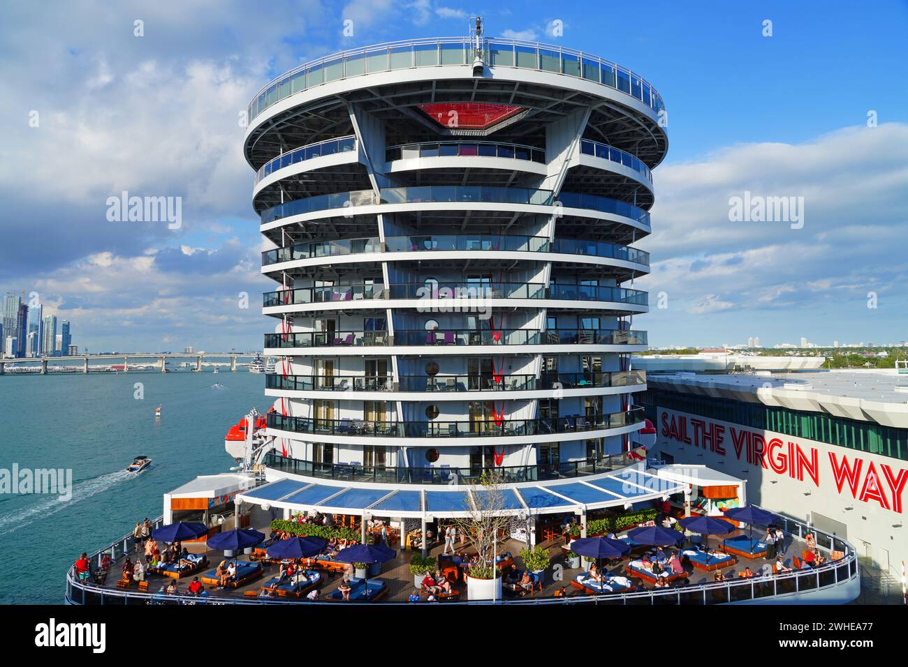 MIAMI BEACH, FL -4 FEB 2024- View of the Scarlet Lady cruise ship by ...