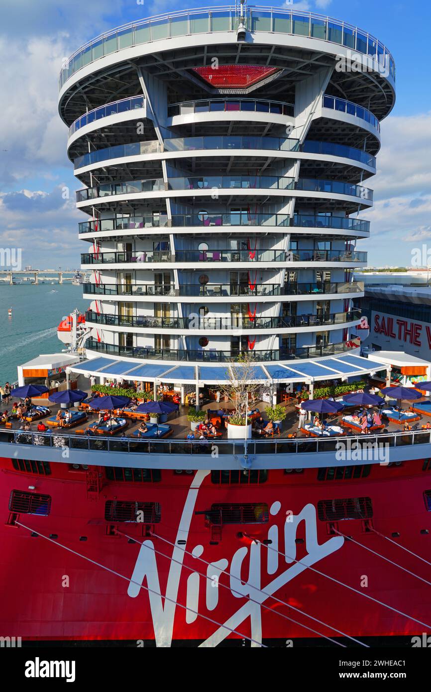 MIAMI BEACH, FL -4 FEB 2024- View of the Scarlet Lady cruise ship by ...