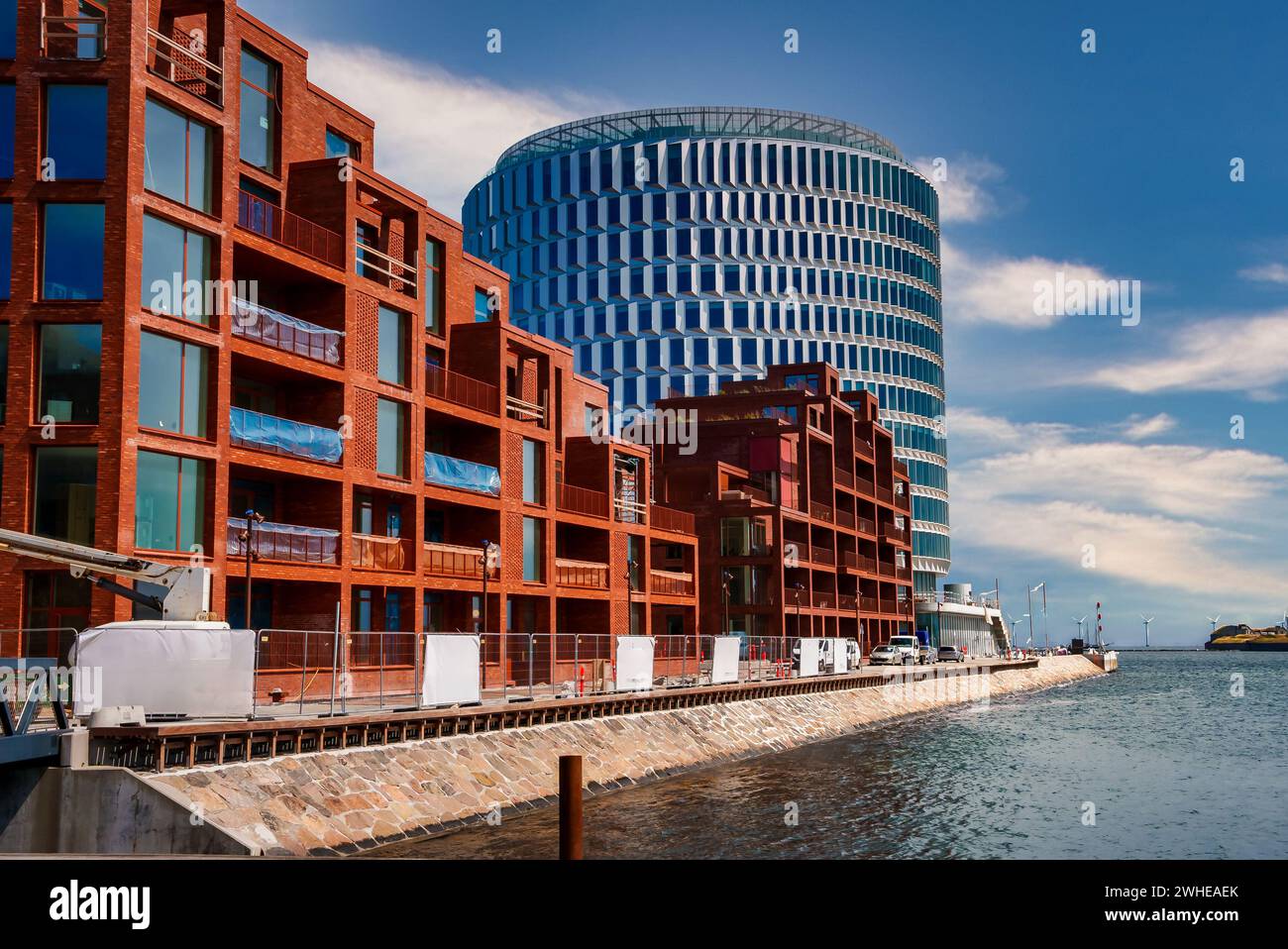 Modern Waterfront Architecture in Copenhagen with Cylindrical Building ...