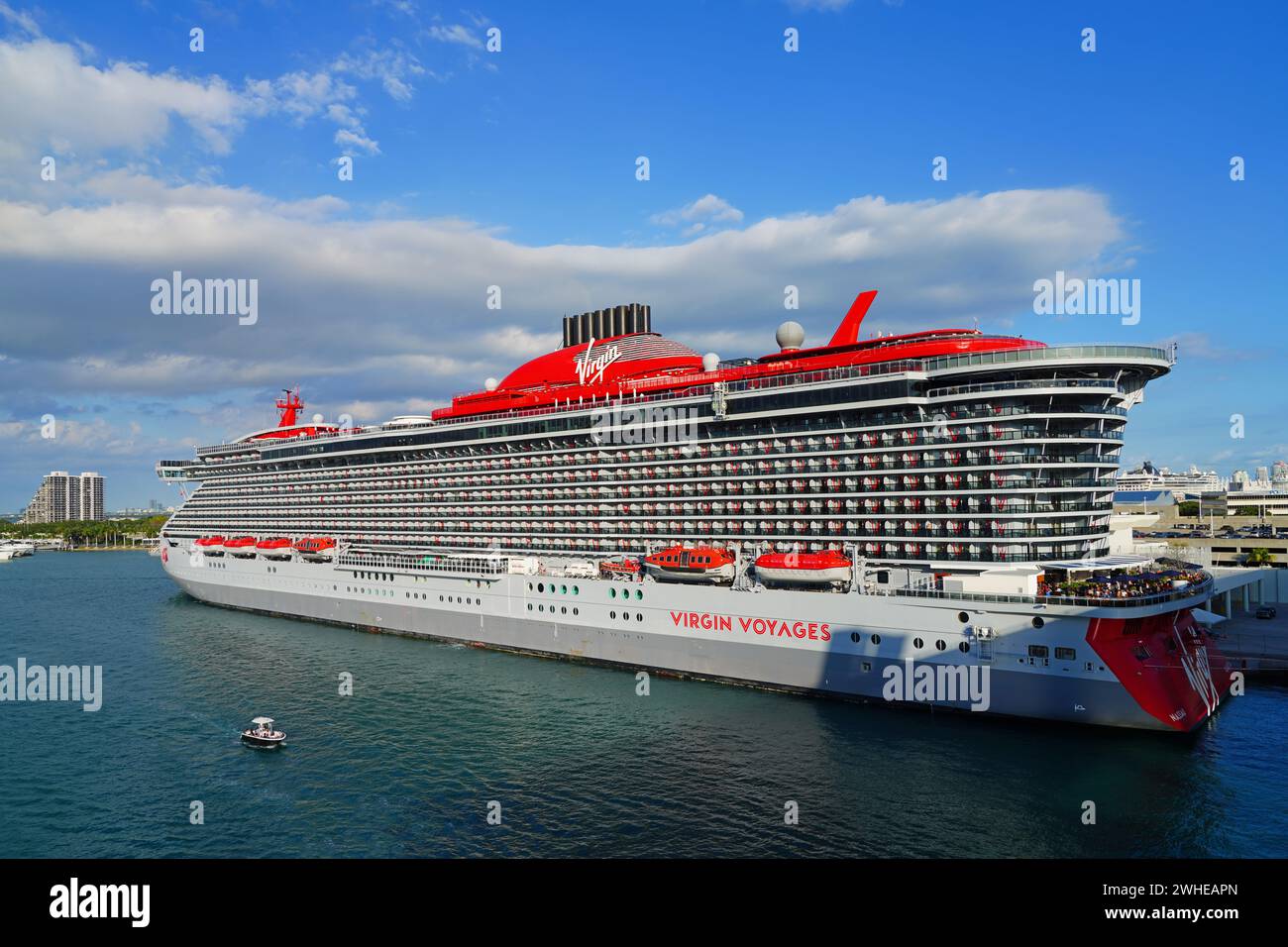 MIAMI BEACH, FL -4 FEB 2024- View of the Scarlet Lady cruise ship by ...