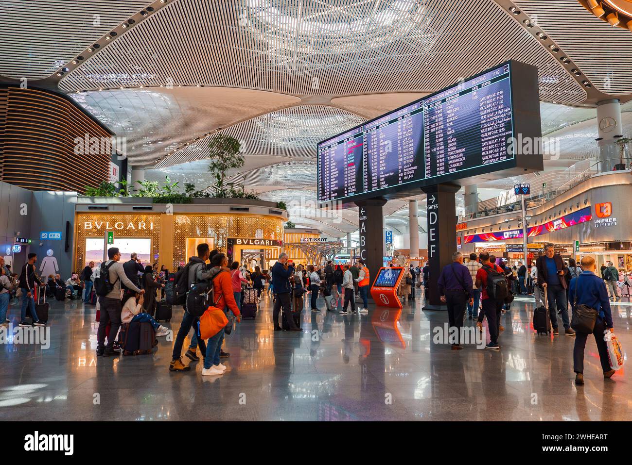 Modern Istanbul Airport Interior with Travelers and DutyFree Shops ...