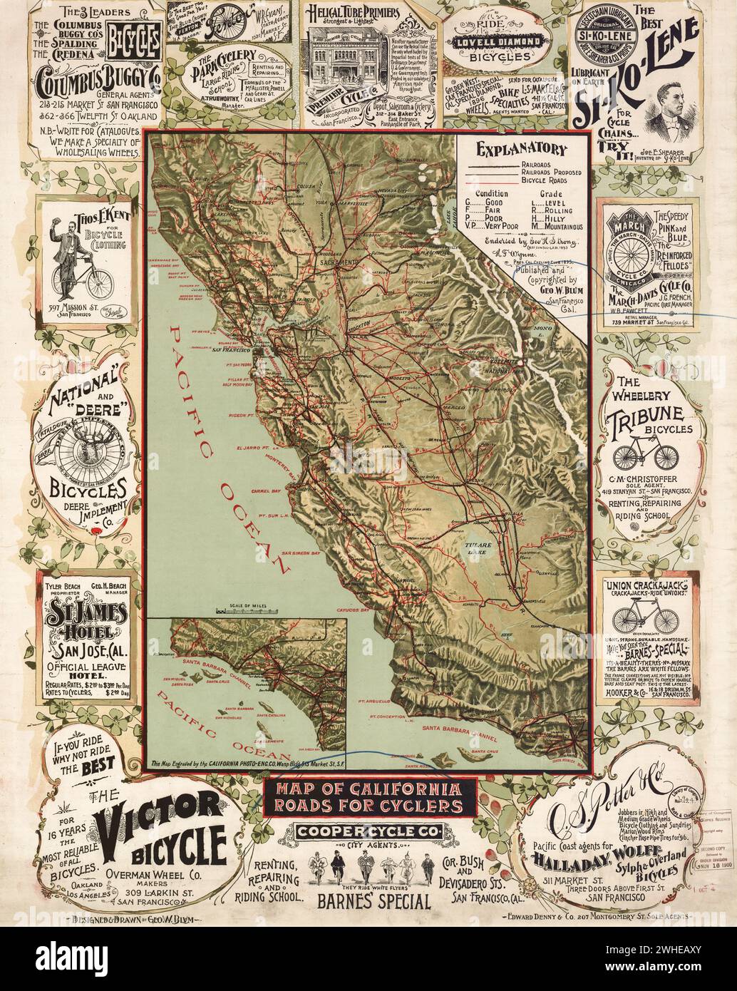California 19th century map hi-res stock photography and images - Alamy