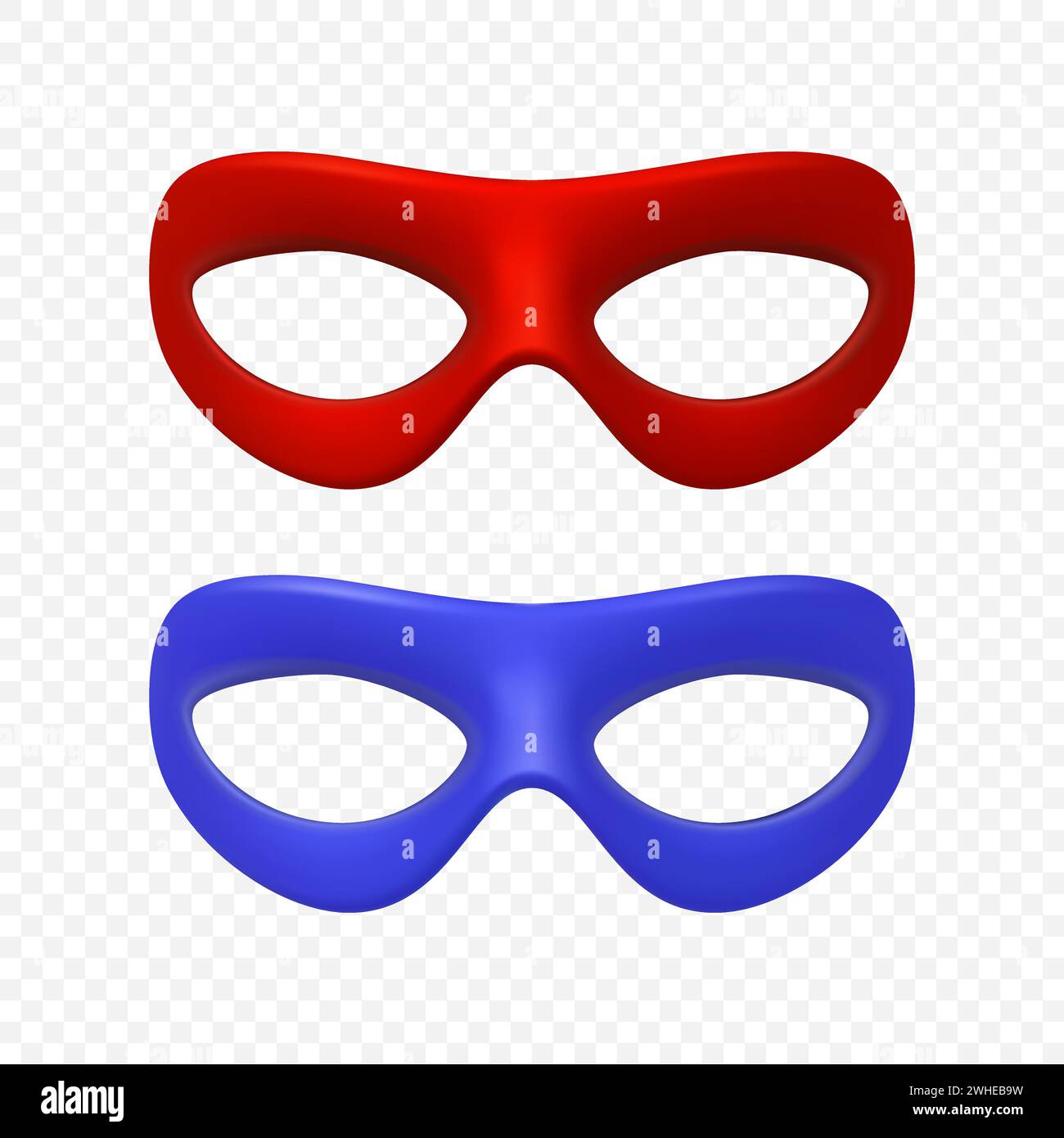 Vector Red and Blue Super Hero Mask Set. Face Character, Superhero ...