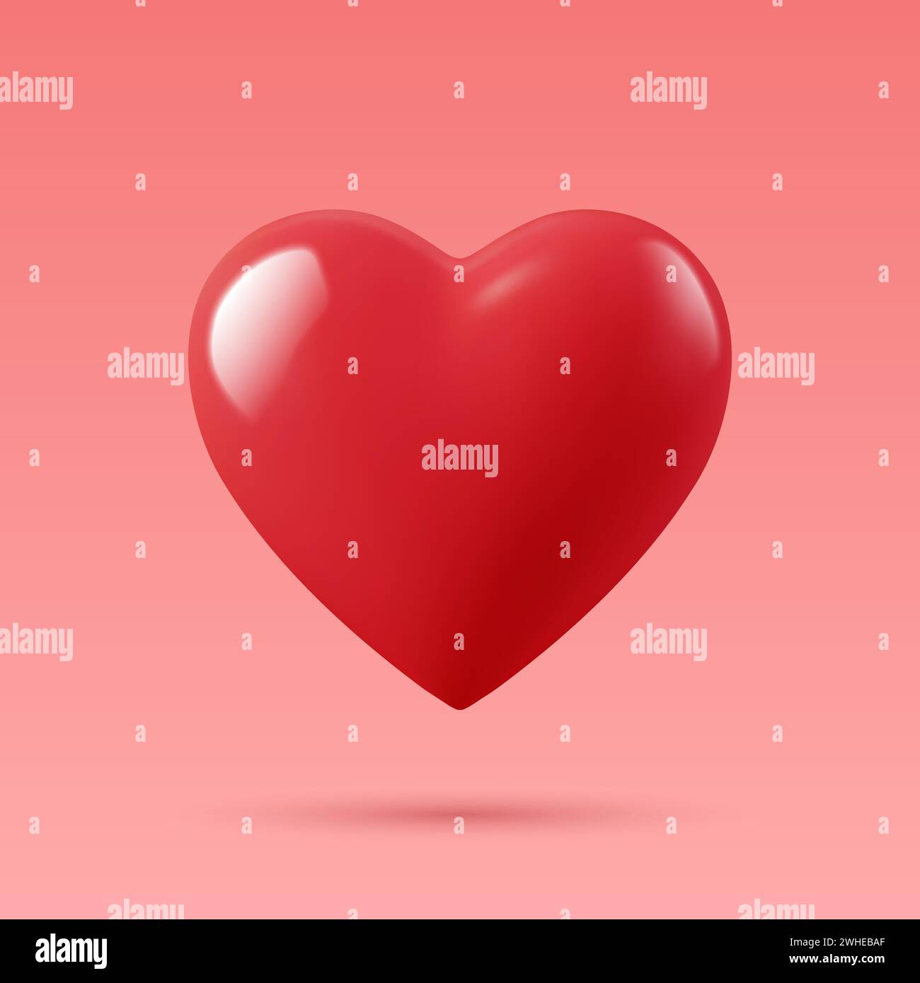 Vector 3d Realistic Heart Shape Closeup Isolated. Romantic Red Glossy ...