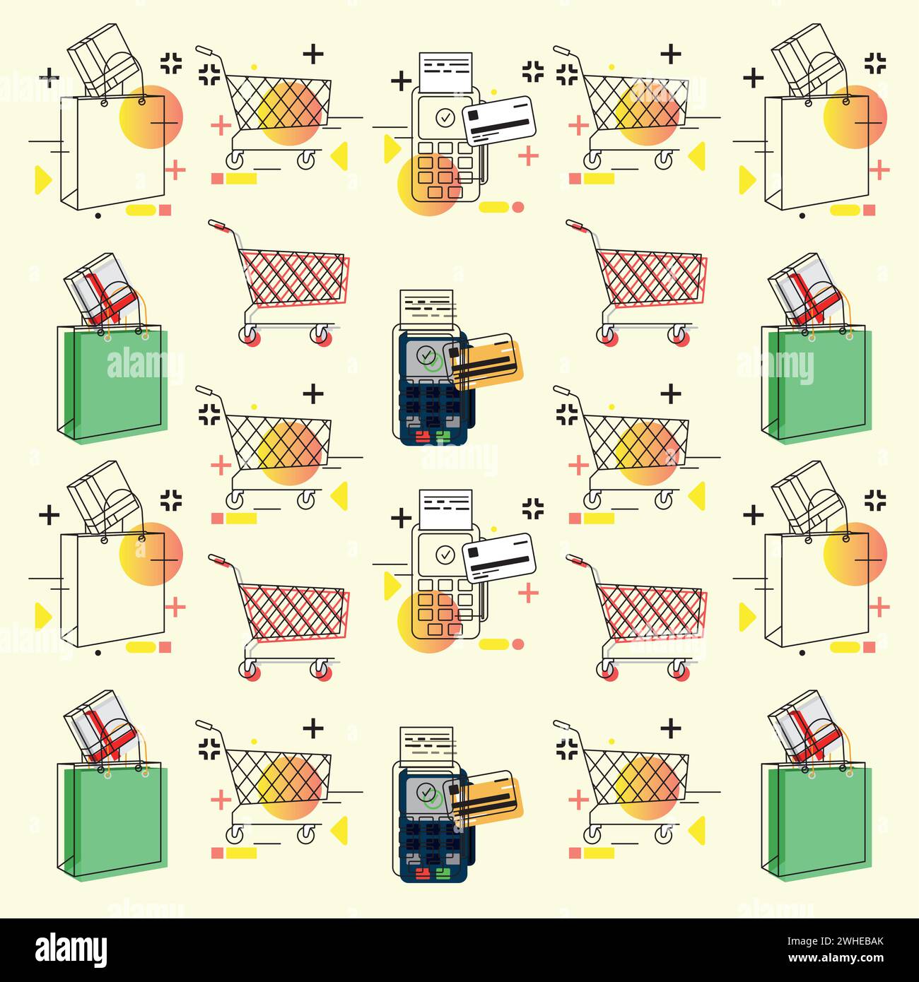 Colored seamless pattern background with shopping icons Vector Stock ...