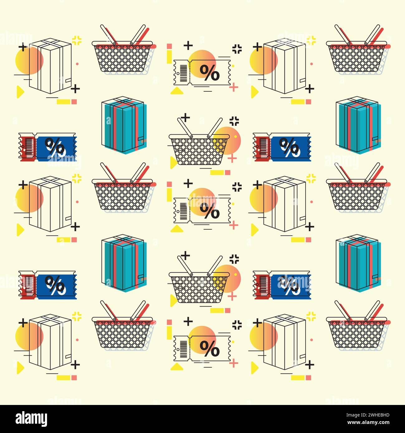 Colored seamless pattern background with shopping icons Vector Stock ...