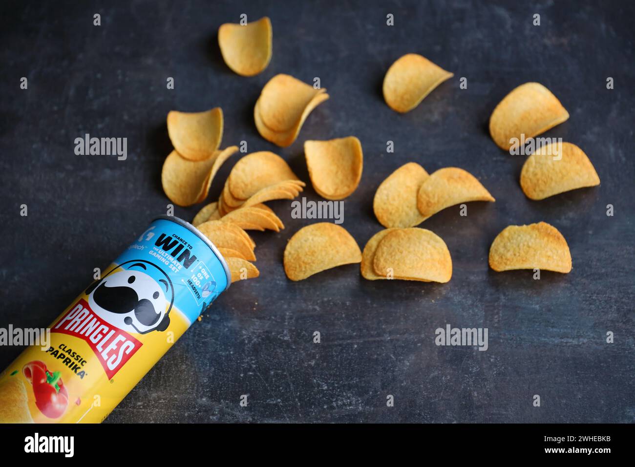 KYIV, UKRAINE - 4 MAY, 2023: Pringles tube of chips with rare classic ...