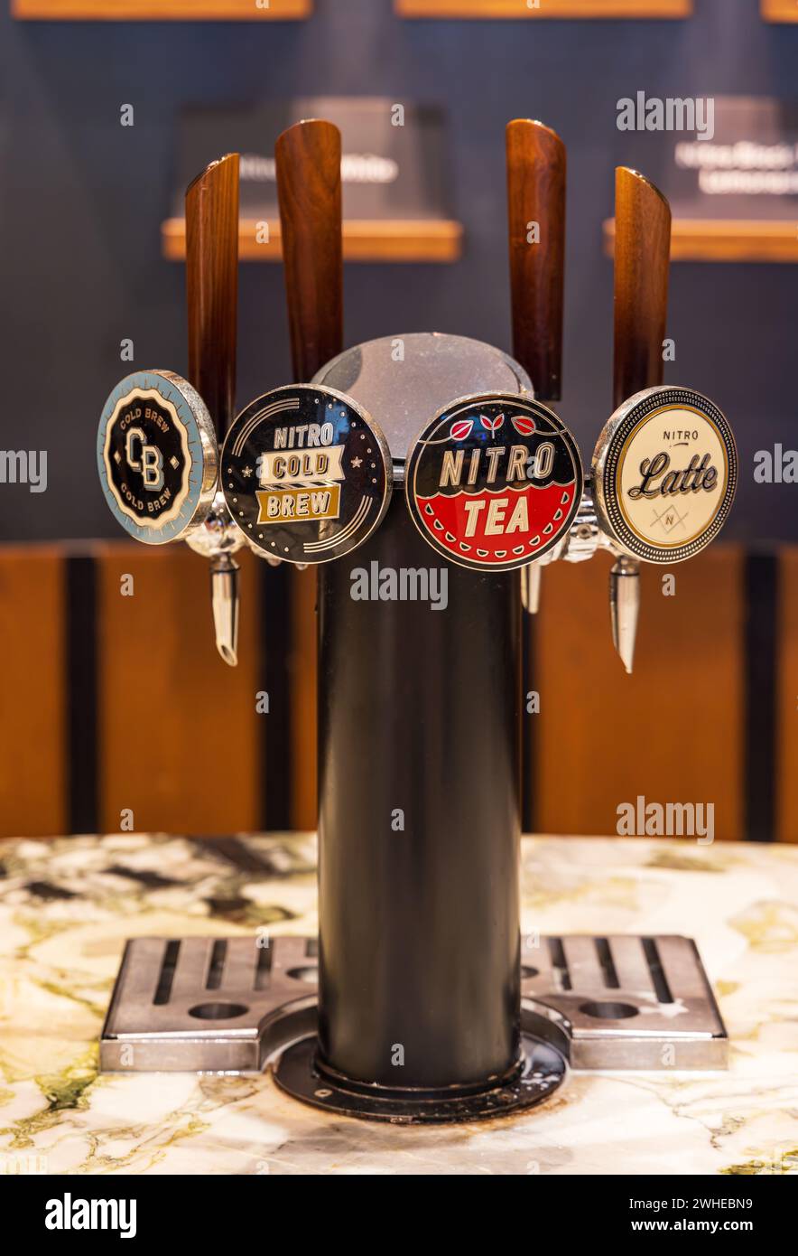 Starbucks tea and coffee on tap in Changi Airport, Singapore Stock ...
