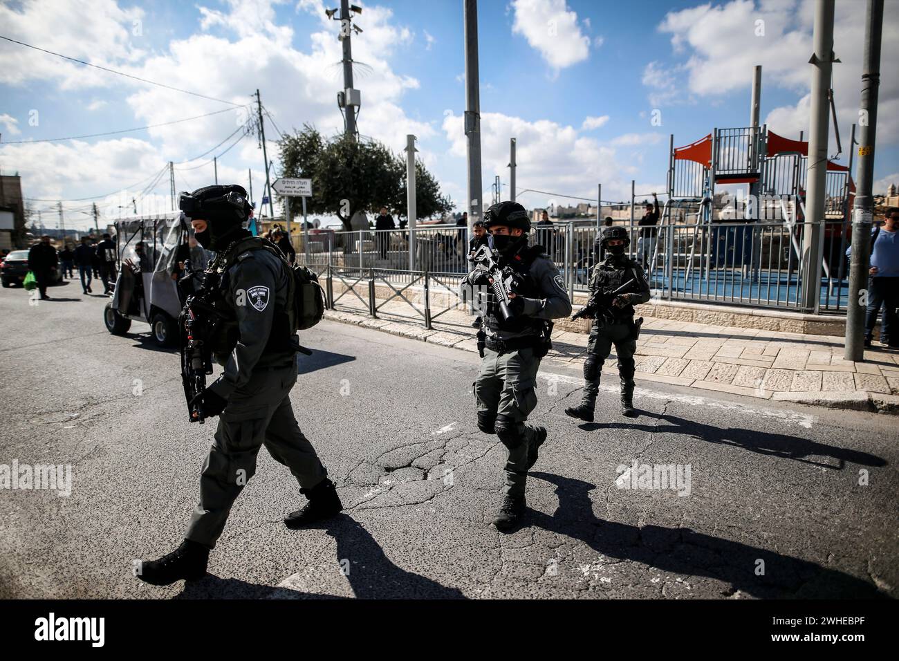 Jerusalem, Israel. 09th Feb, 2024. Members of the Israeli security ...