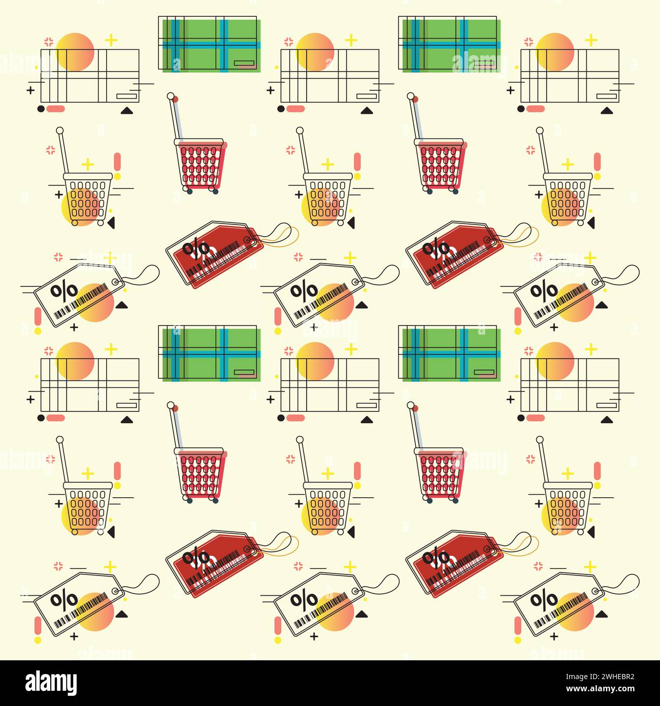 Colored seamless pattern background with shopping icons Vector Stock ...