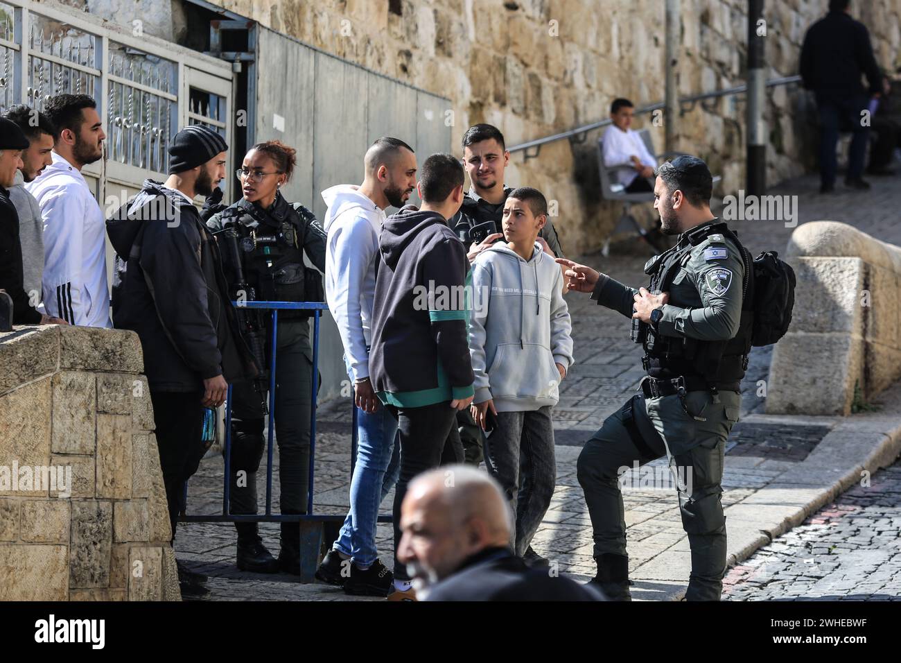 Jerusalem, Israel. 09th Feb, 2024. A members of the Israeli security ...