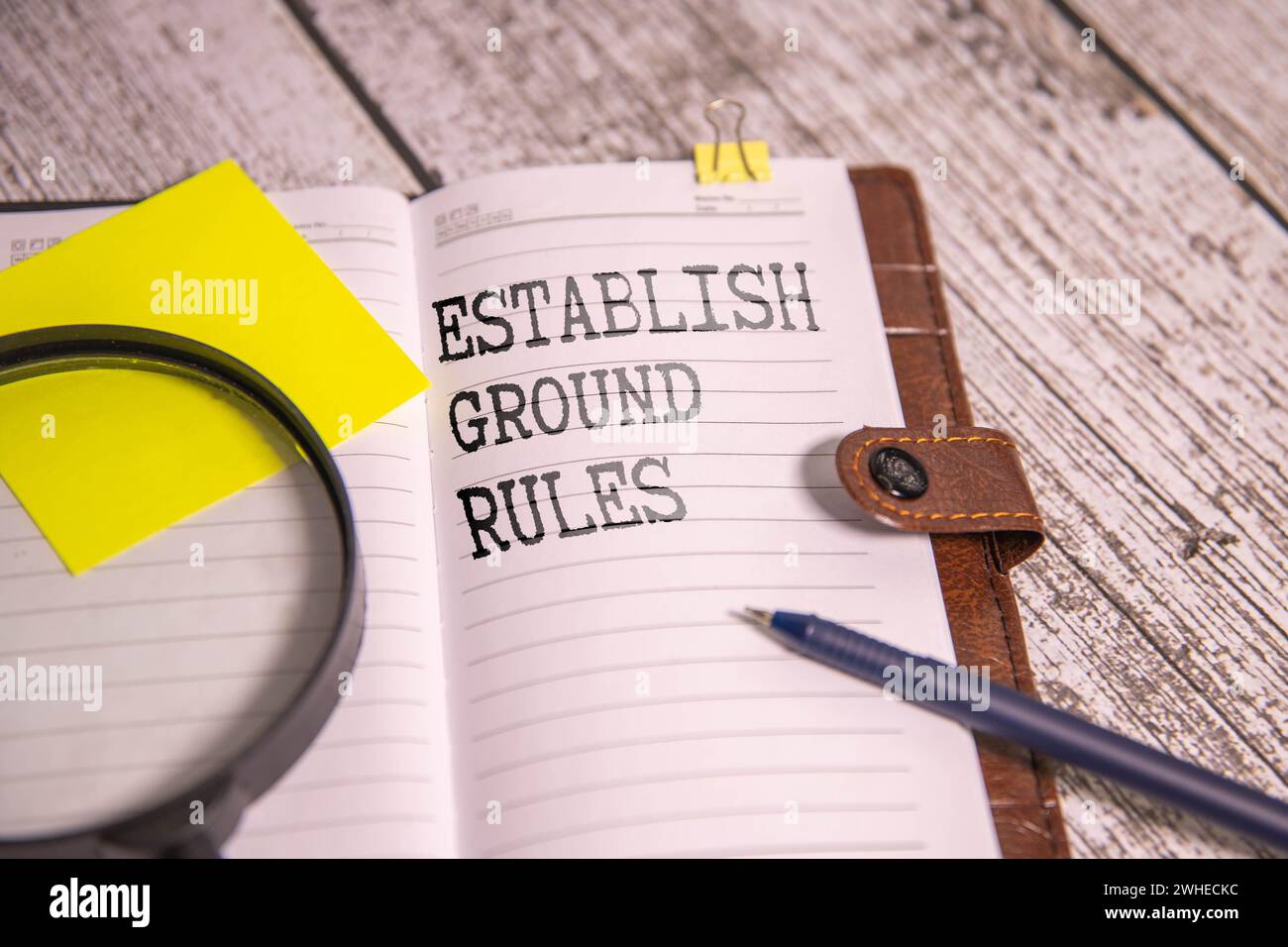 Establish Ground Rules, text words typography written on paper against ...