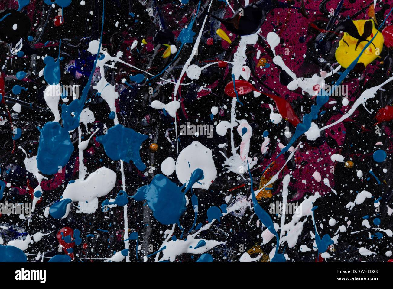 Macro close-up of an abstract, messy and colorful acrylic paints on ...