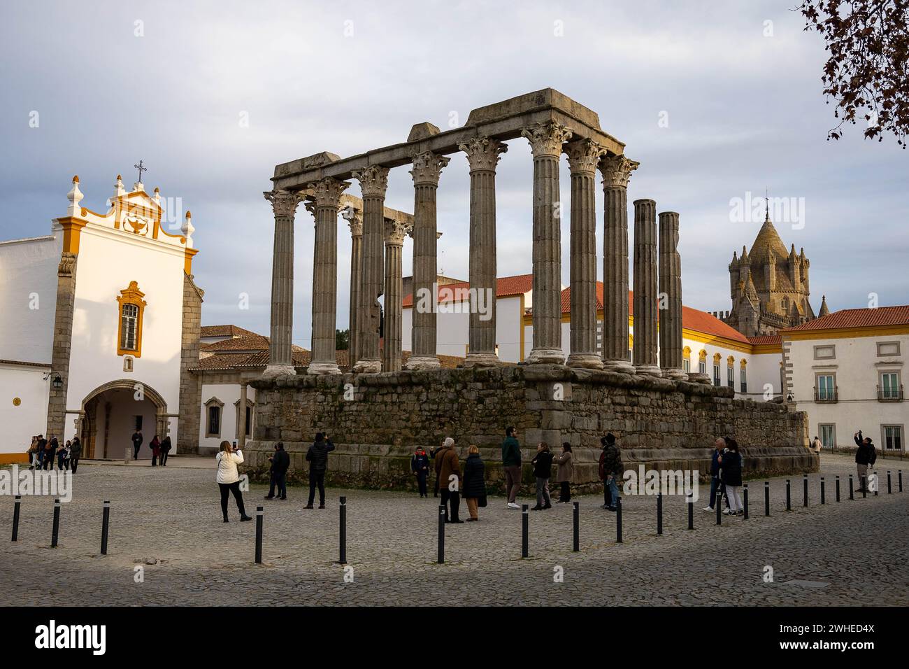 Roman Ruins in Evora Portugal Stock Photo - Alamy
