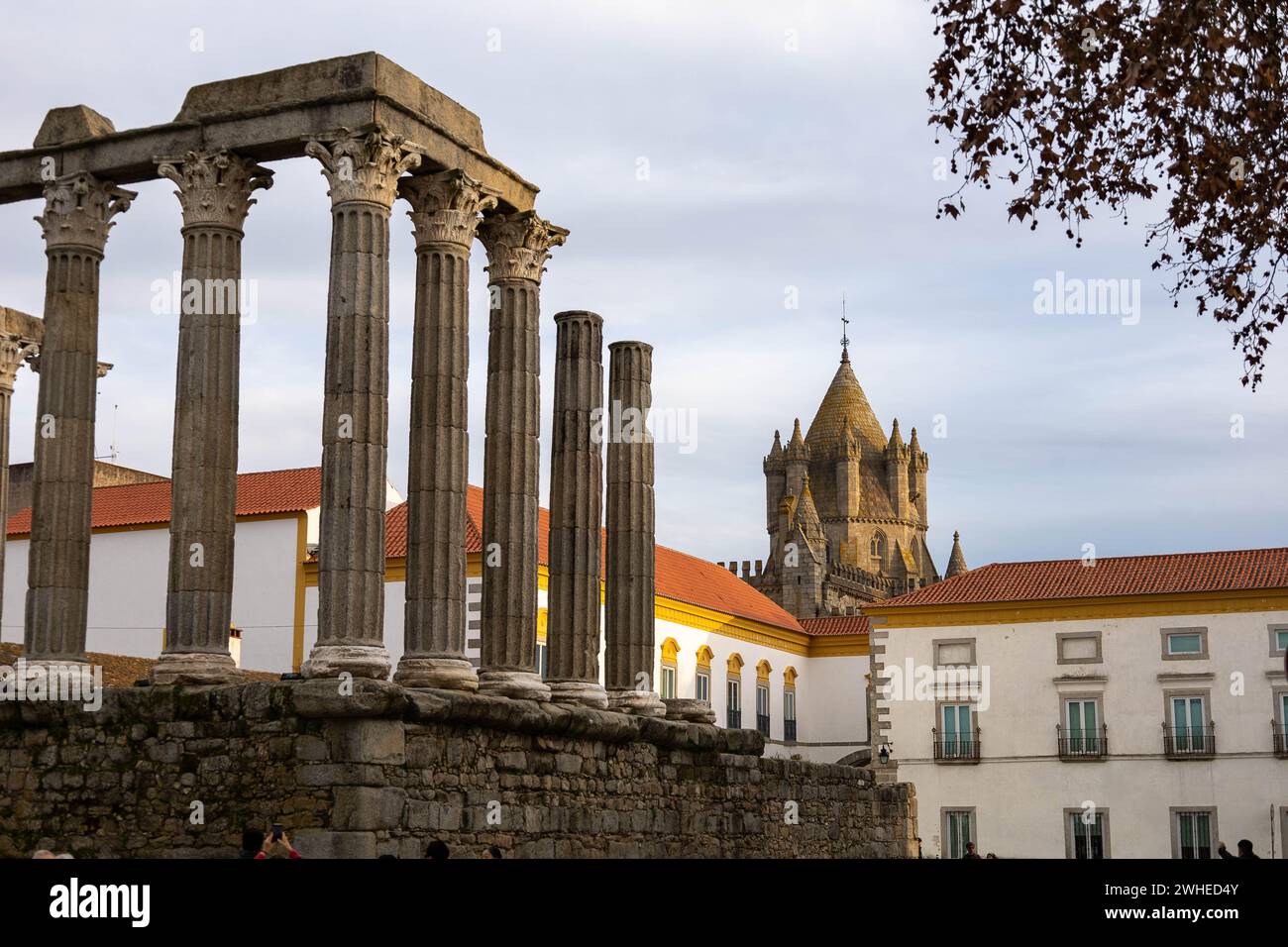 Roman Ruins in Evora Portugal Stock Photo - Alamy