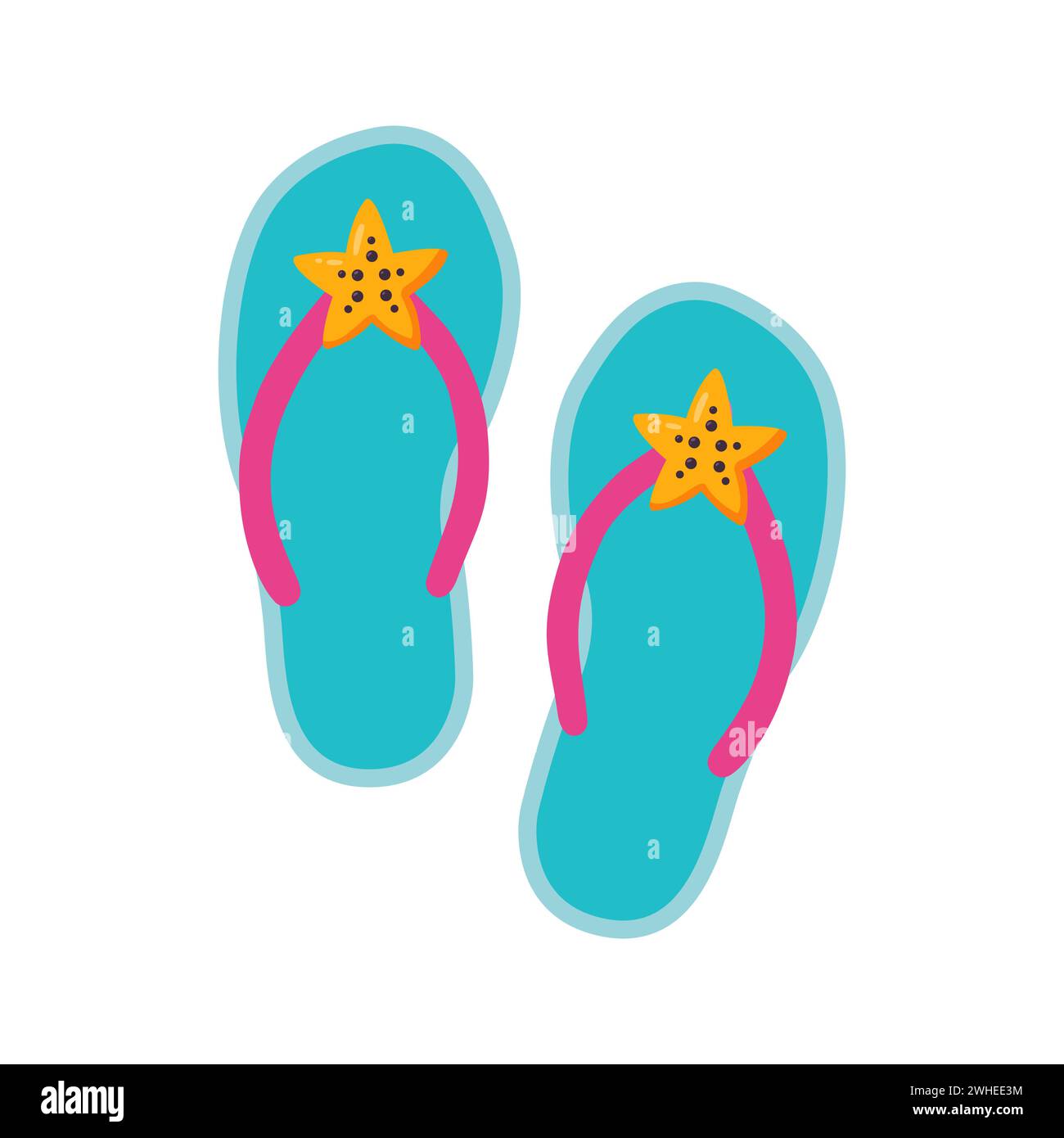 Blue flip-flops. Beach shoes. Beach accessories. Vector illustration in flat style Stock Vector ...