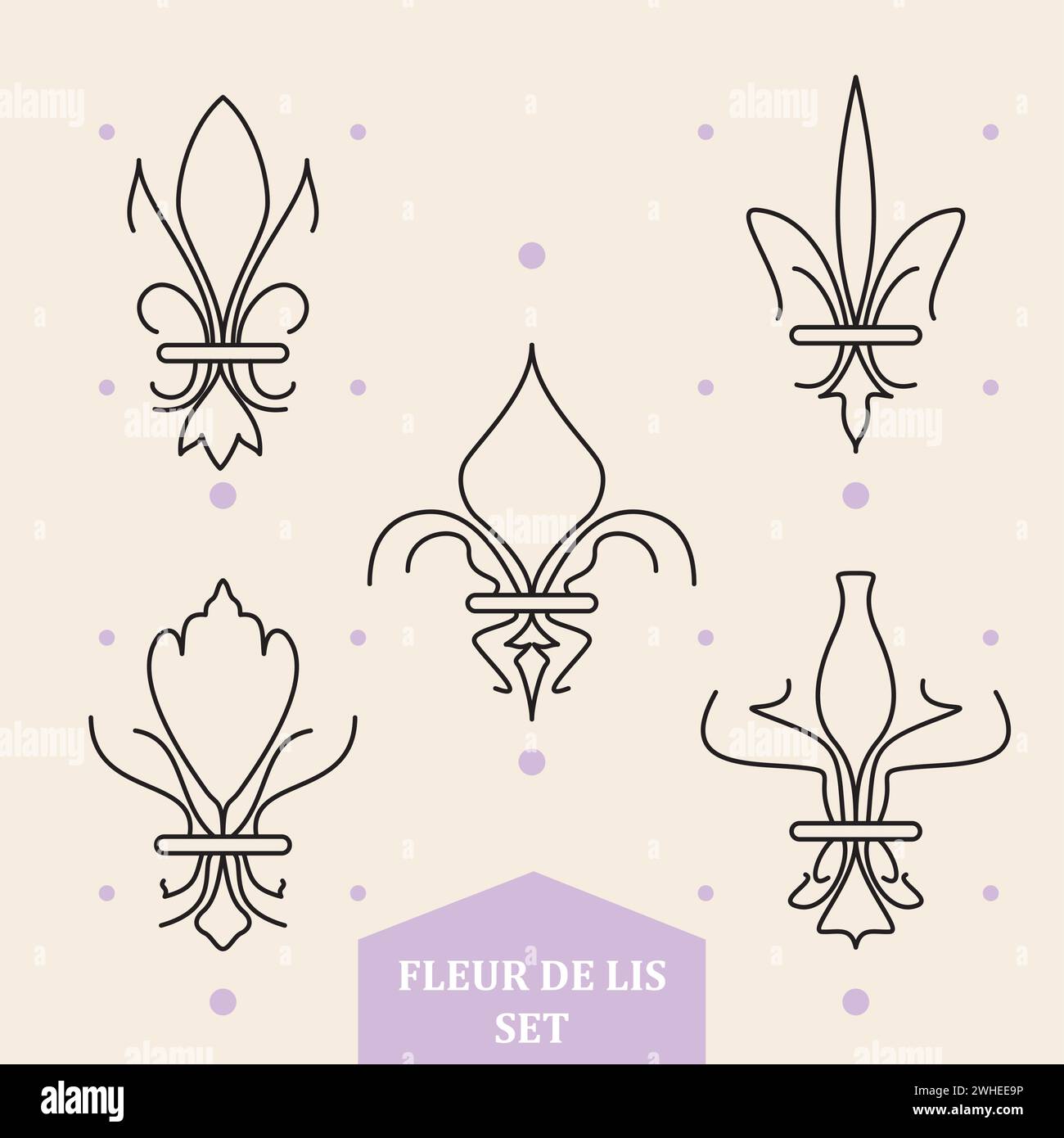 Set of abstract lys flower symbols icons Vector Stock Vector Image ...