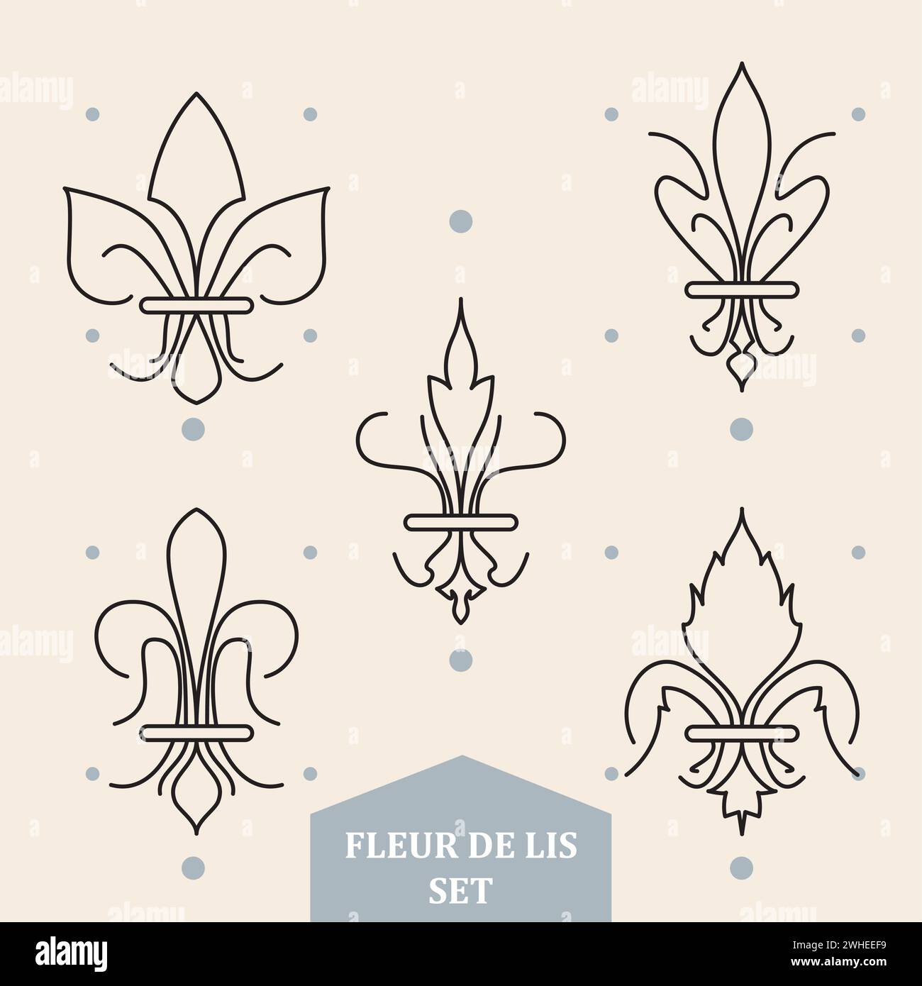 Set of abstract lys flower symbols icons Vector Stock Vector Image ...