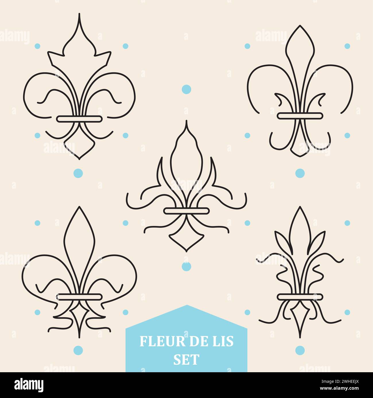 Set of abstract lys flower symbols icons Vector Stock Vector Image ...