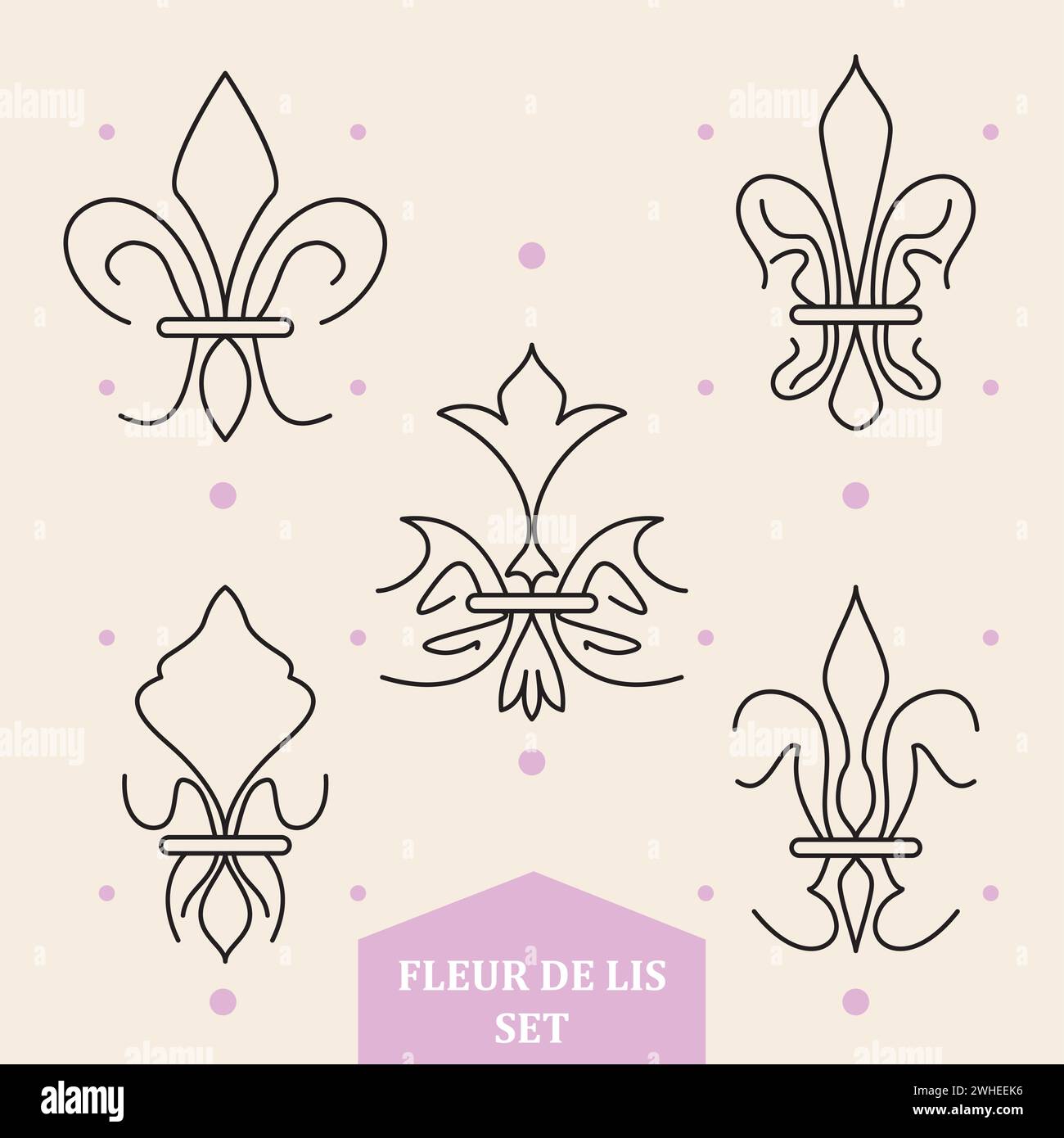Set of abstract lys flower symbols icons Vector Stock Vector Image ...