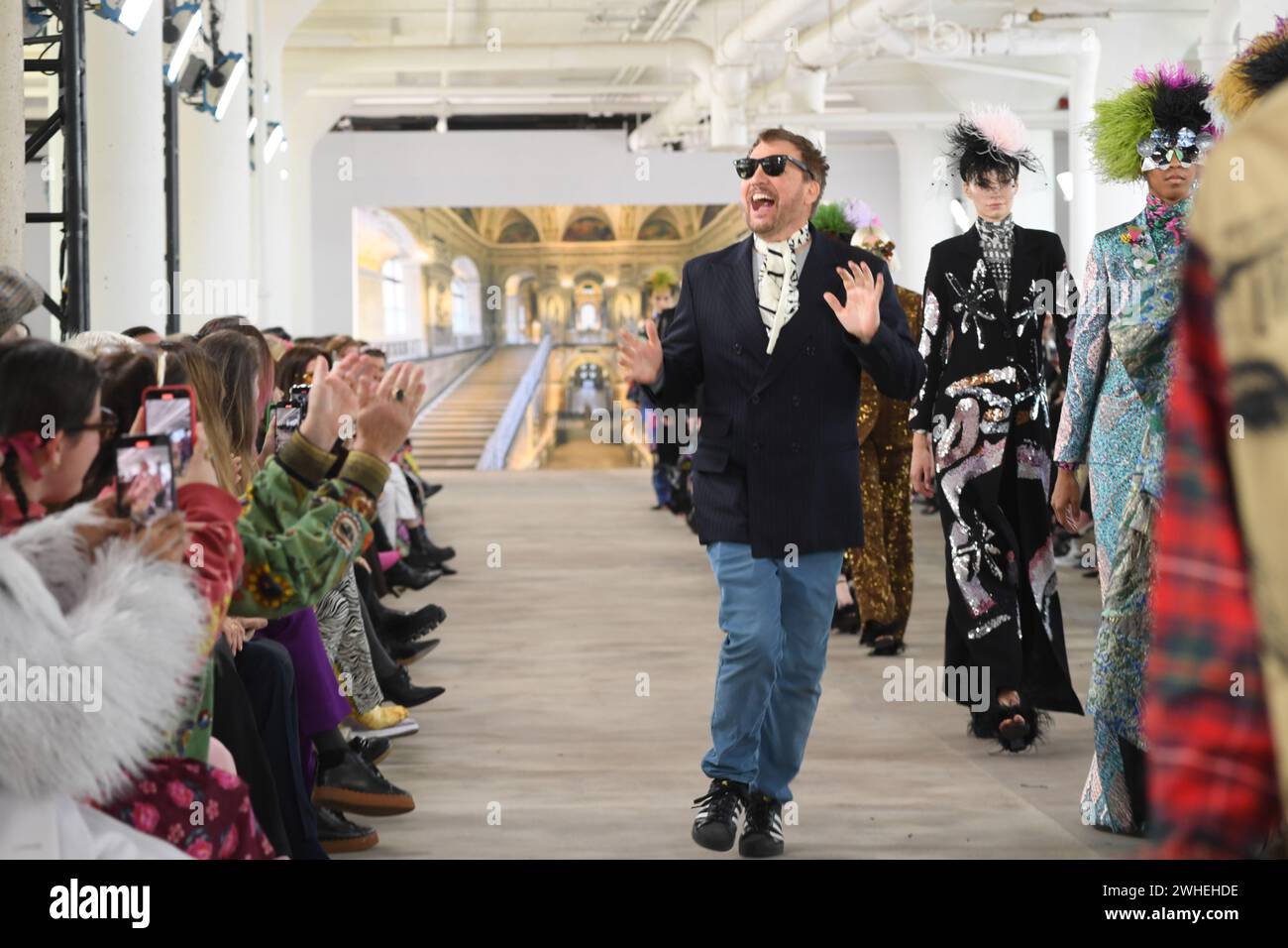 New York, USA. 09th Feb, 2024. Fashion Designer Johnson Hartig walks ...