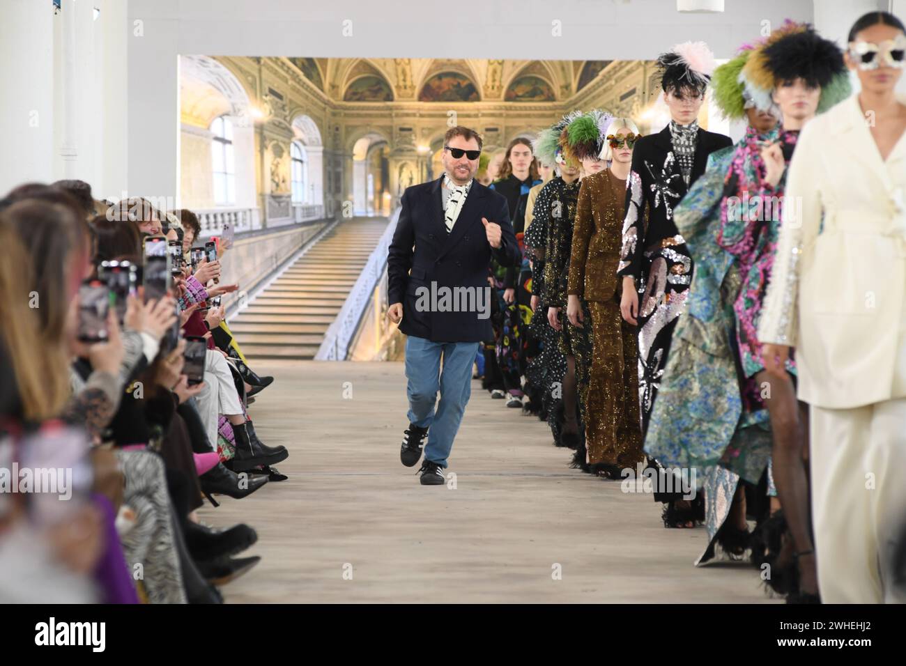 New York, USA. 09th Feb, 2024. Fashion Designer Johnson Hartig walks ...